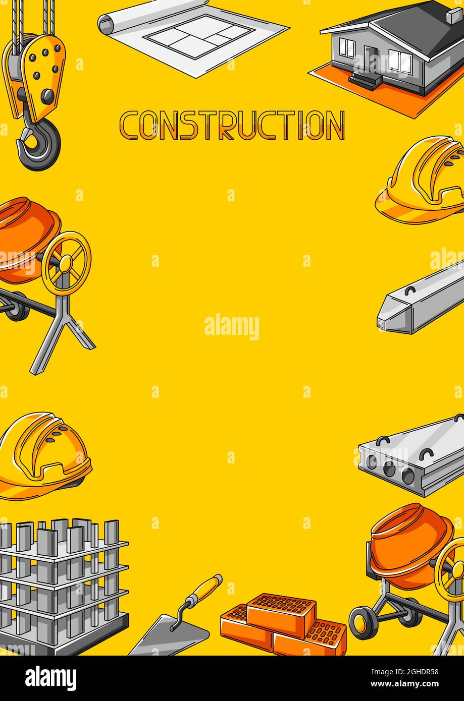 Background design with housing construction items. Industrial repair or ...