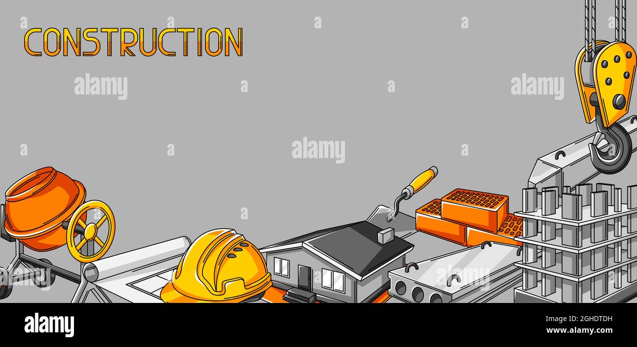 Background design with housing construction items. Industrial repair or ...