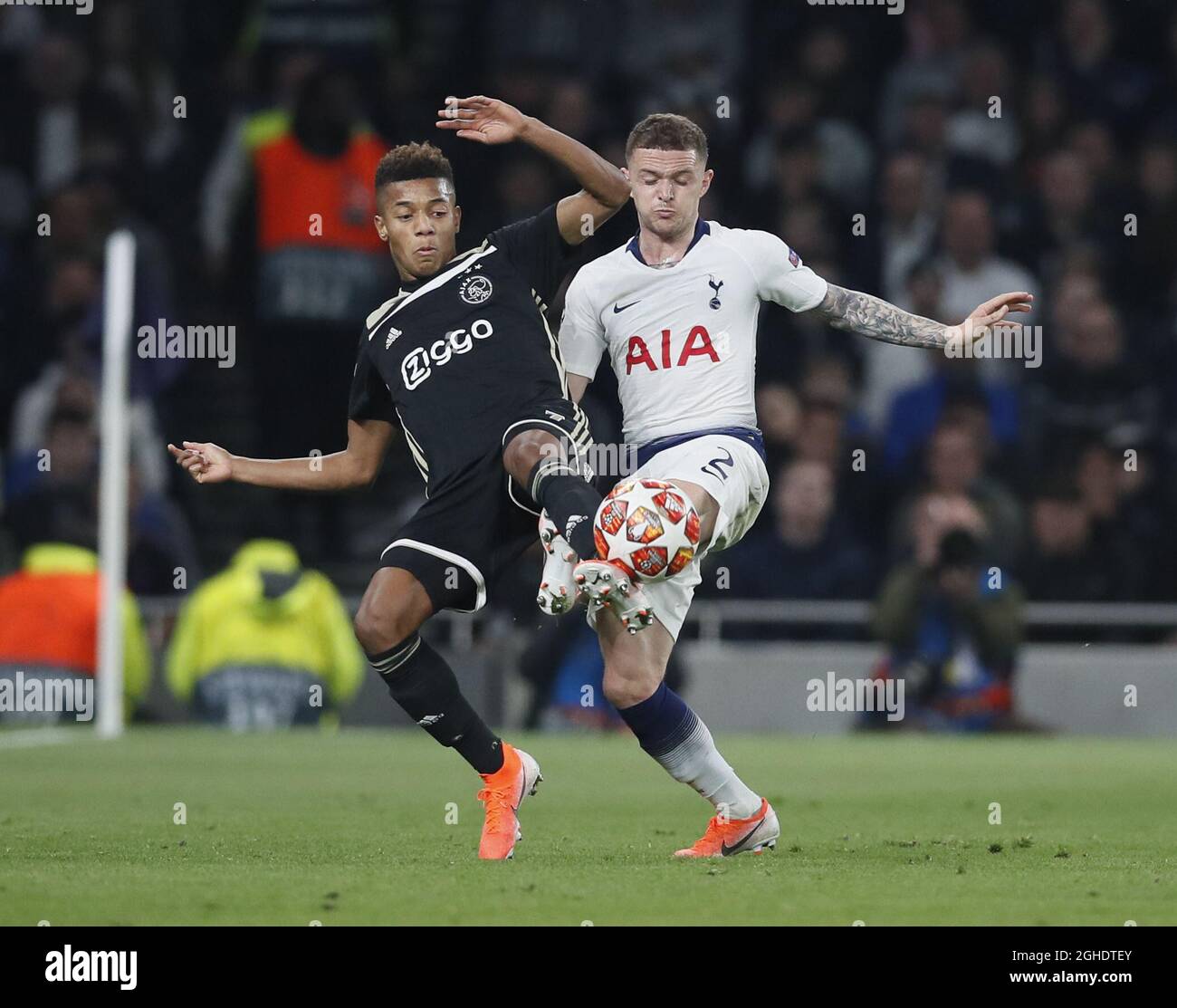 Kieran Trippier of Tottenham tackled by David Neres of Ajax during the ...