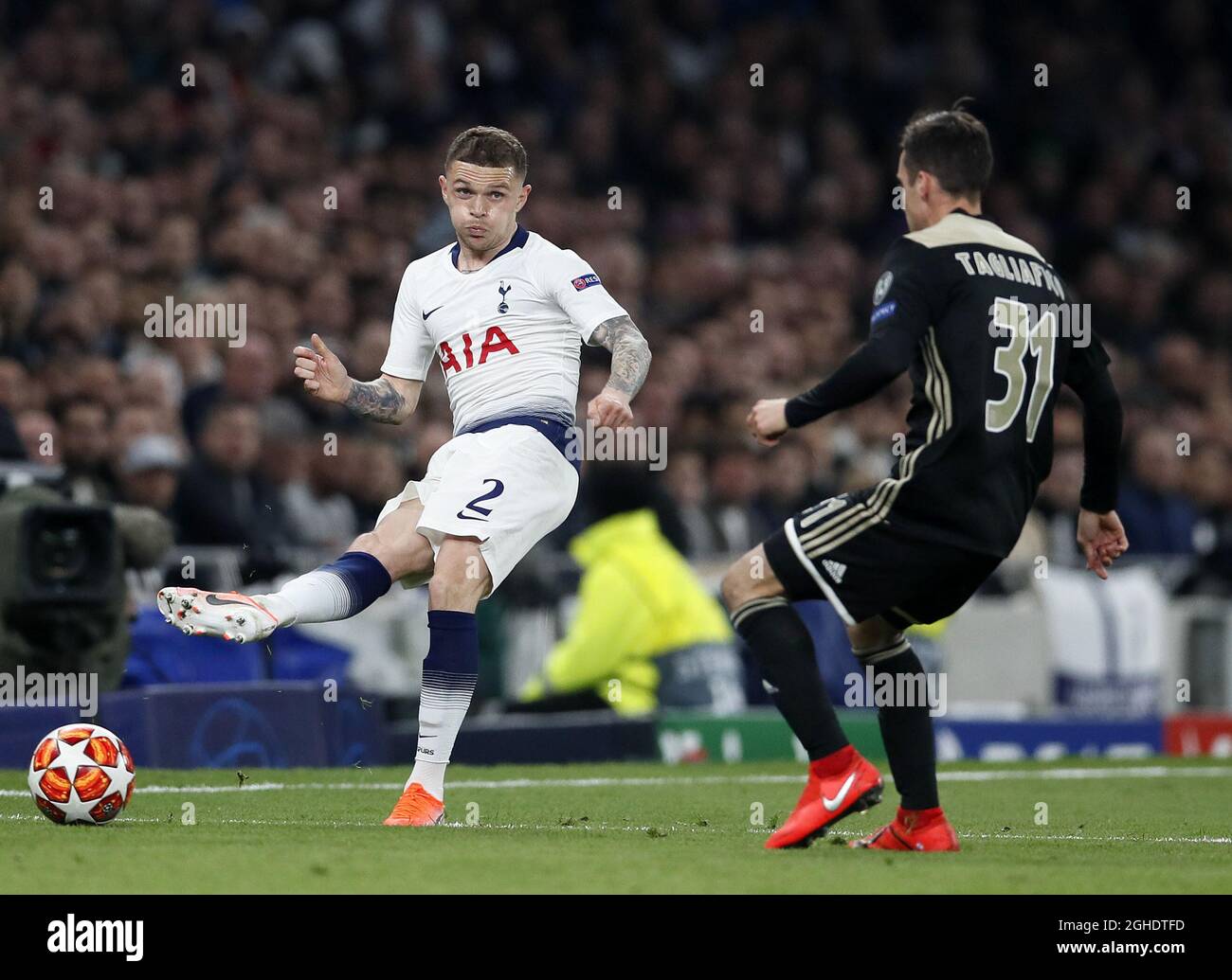 Tottenham's Kieran Trippier in action during the UEFA Champions League match at the Tottenham ...