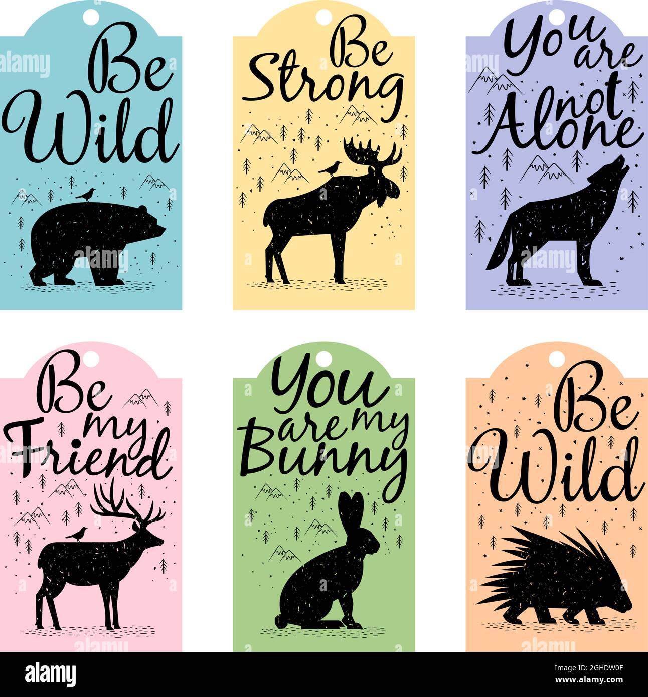 Cartoon animals tags hi-res stock photography and images - Alamy