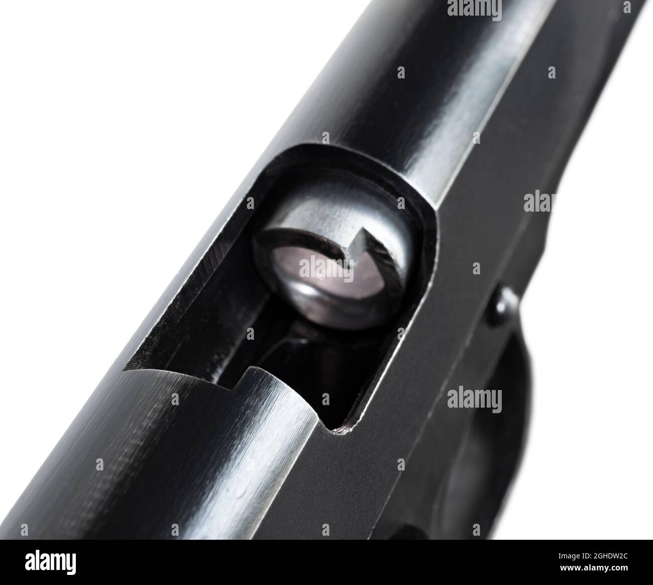 Semi-automatic handgun chamber empty on a white background Stock Photo ...