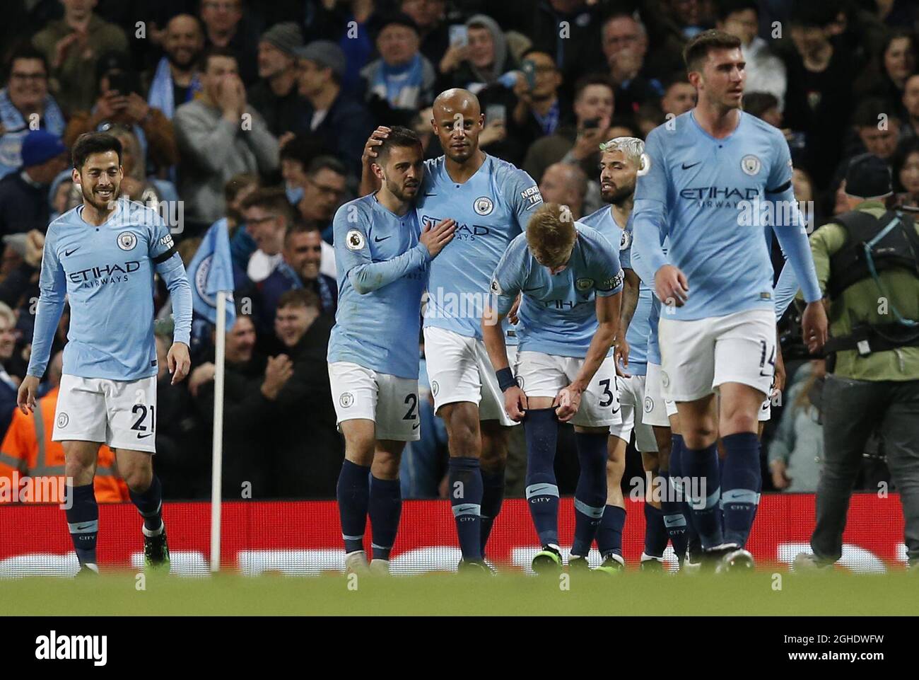 Vincent Kompany of Manchester City celebrates scoring the first goal ...