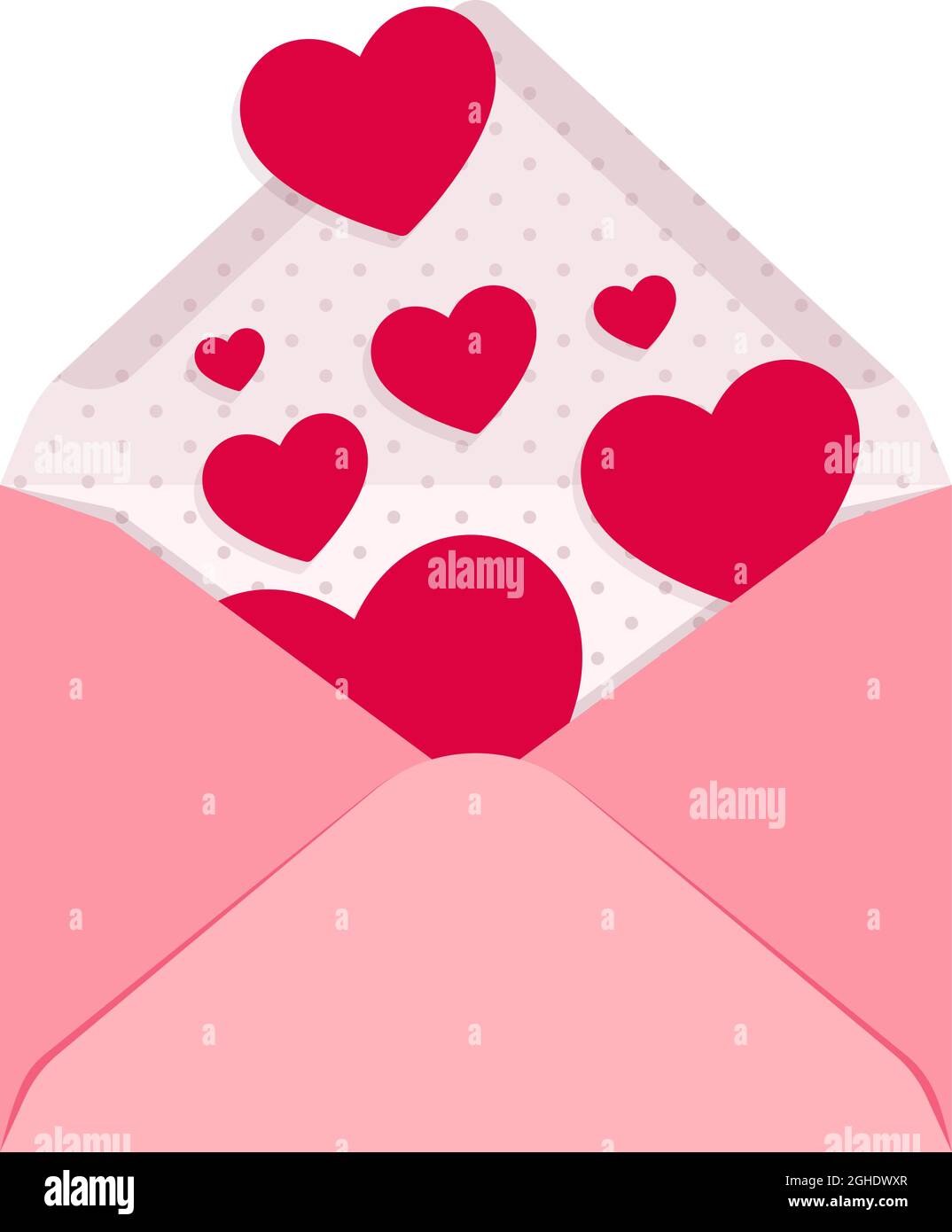 Open pink envelope with hearts Stock Vector Image & Art - Alamy