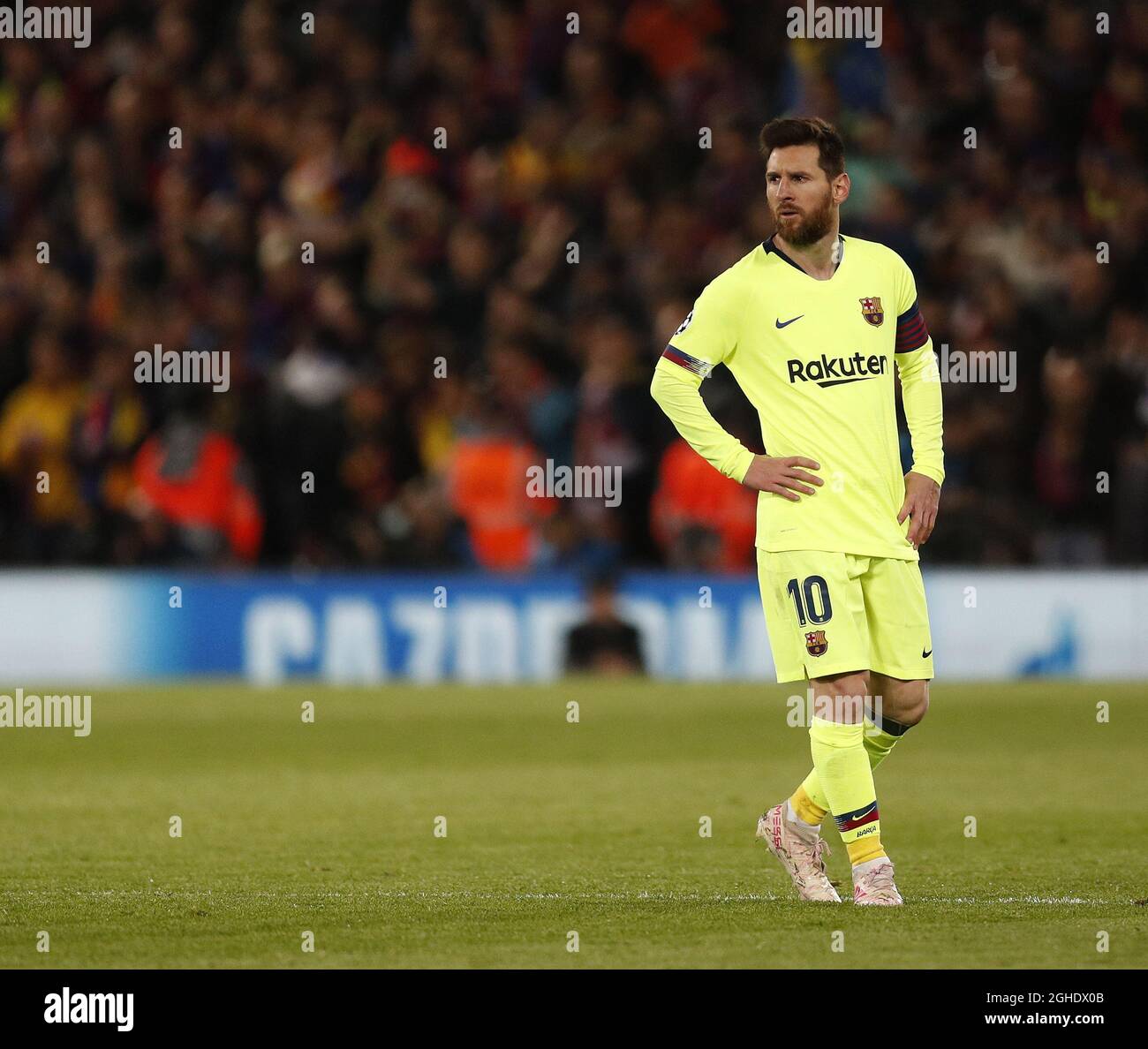 Barcelona's Lionel Messi looks on dejected after going 3-0 down during ...