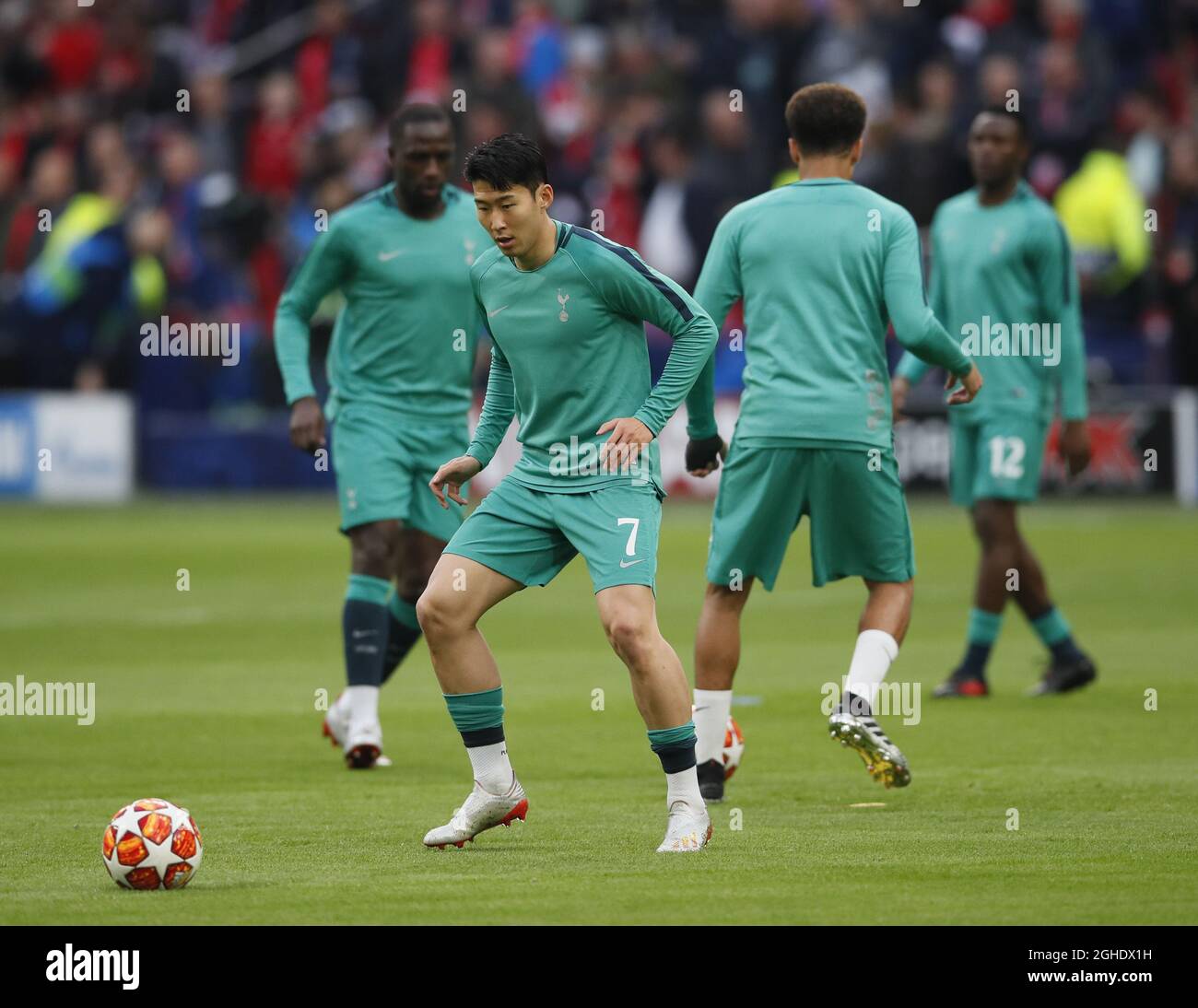 Son Heung-Min of Tottenham warms up during the UEFA Champions League ...