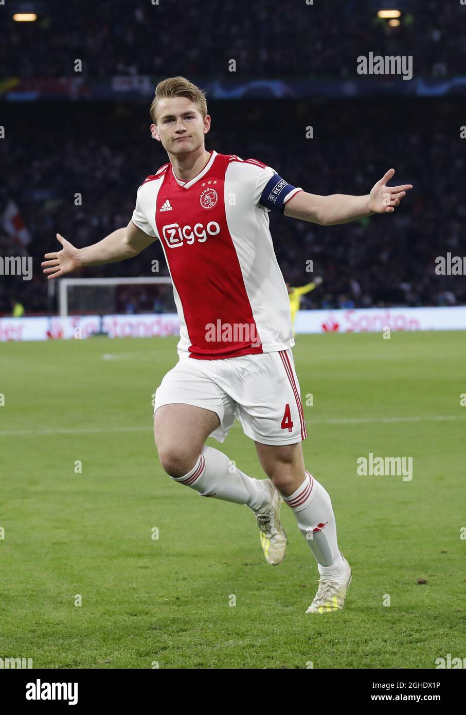 Matthijs de Ligt of Ajax celebrates scoring the first goal of the match ...