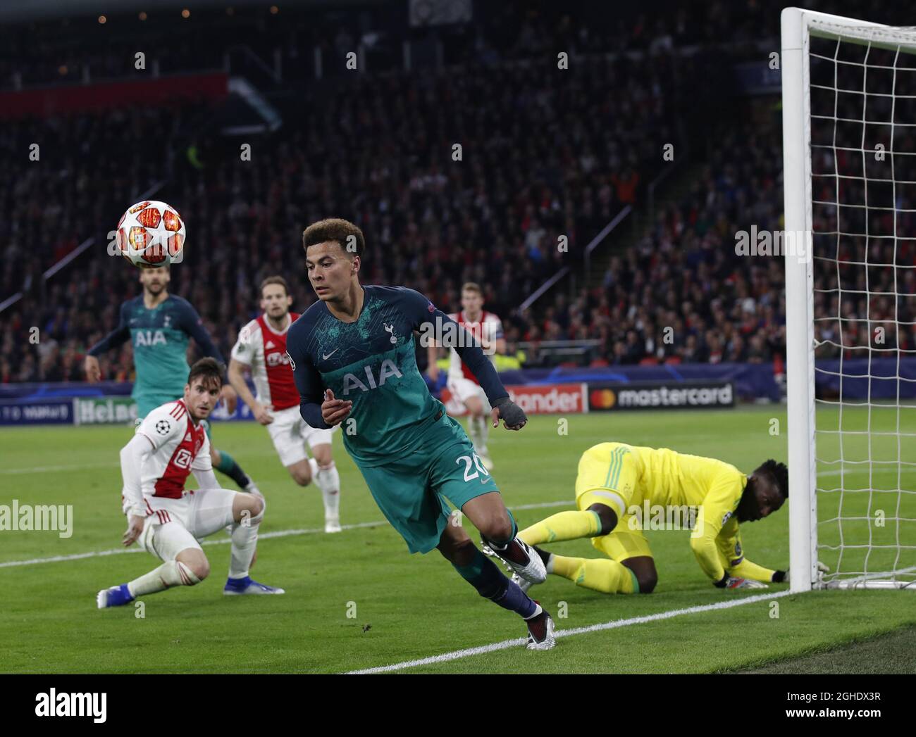 Dele Alli of Tottenham fails to score from this chance during the UEFA ...