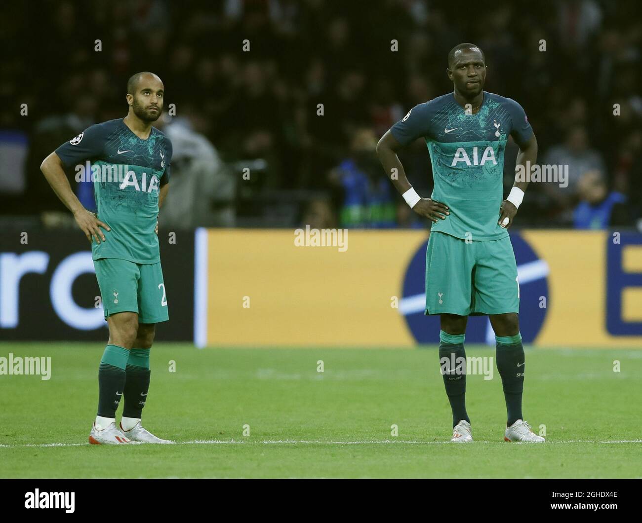 Lucas Moura and Moussa Sissoko of Tottenham during the UEFA Champions ...