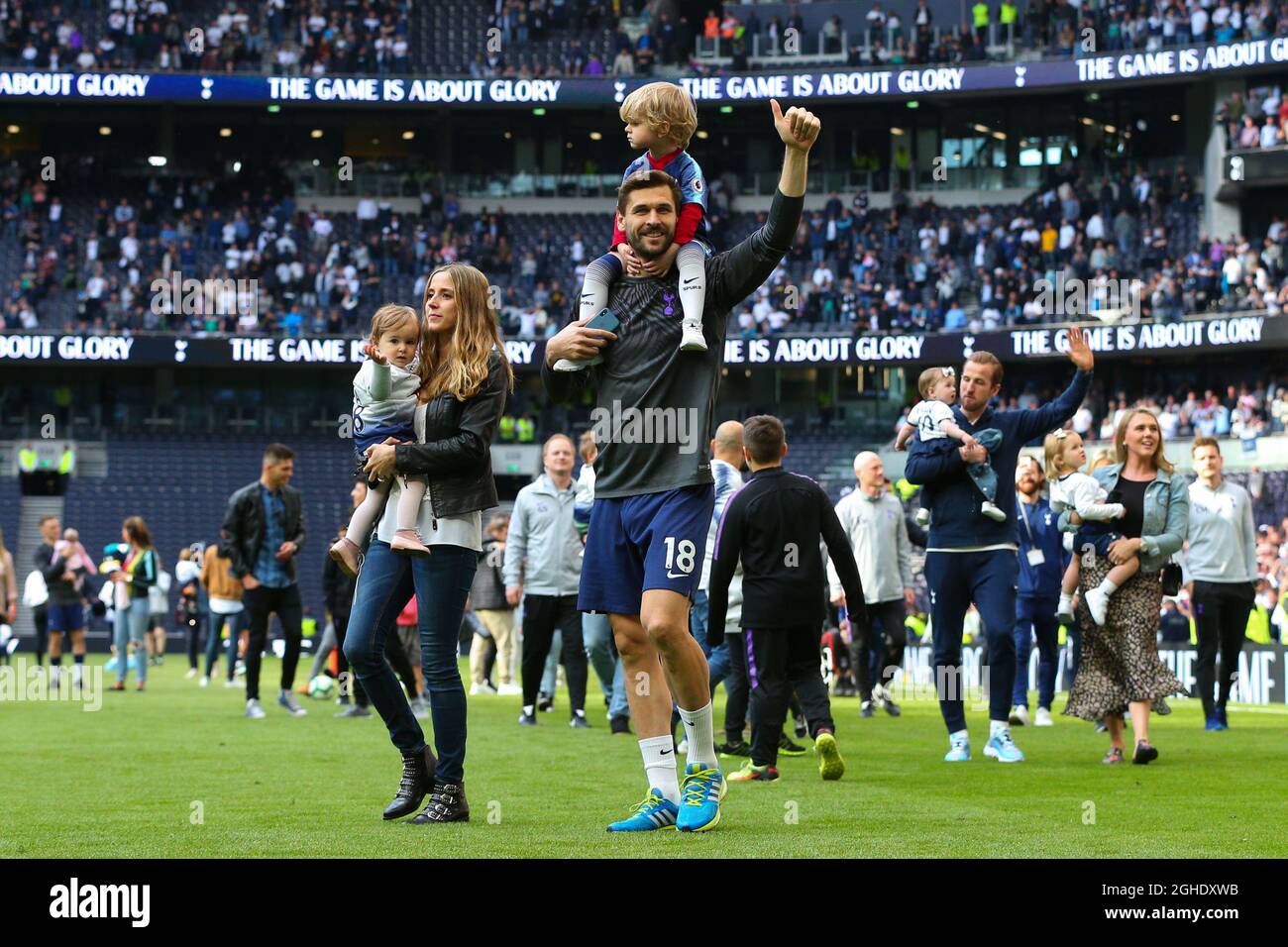 Fernando Llorente of Tottenham Hotspur and his family enjoy the ...