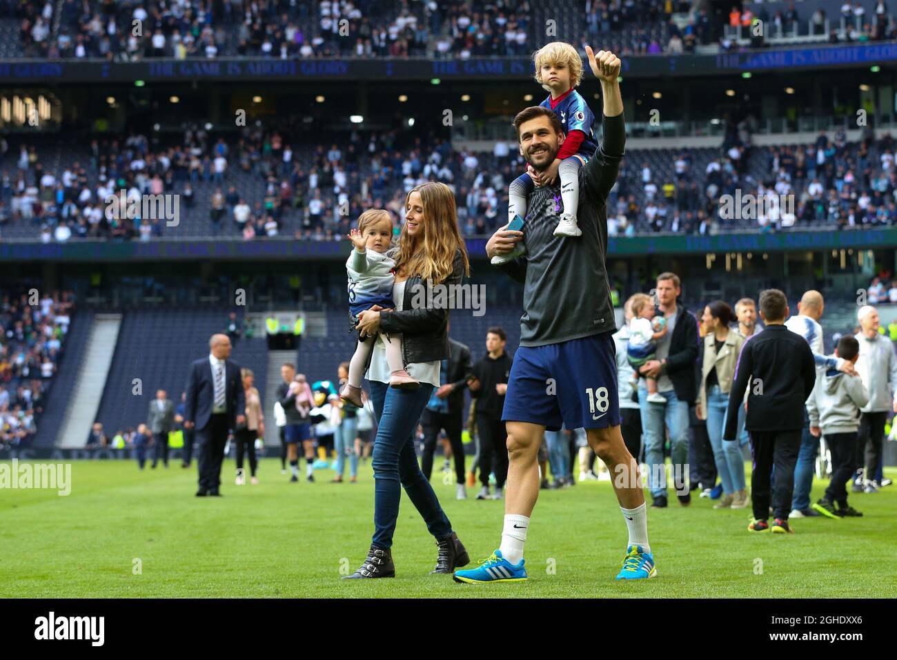 Fernando Llorente of Tottenham Hotspur and his family enjoy the ...