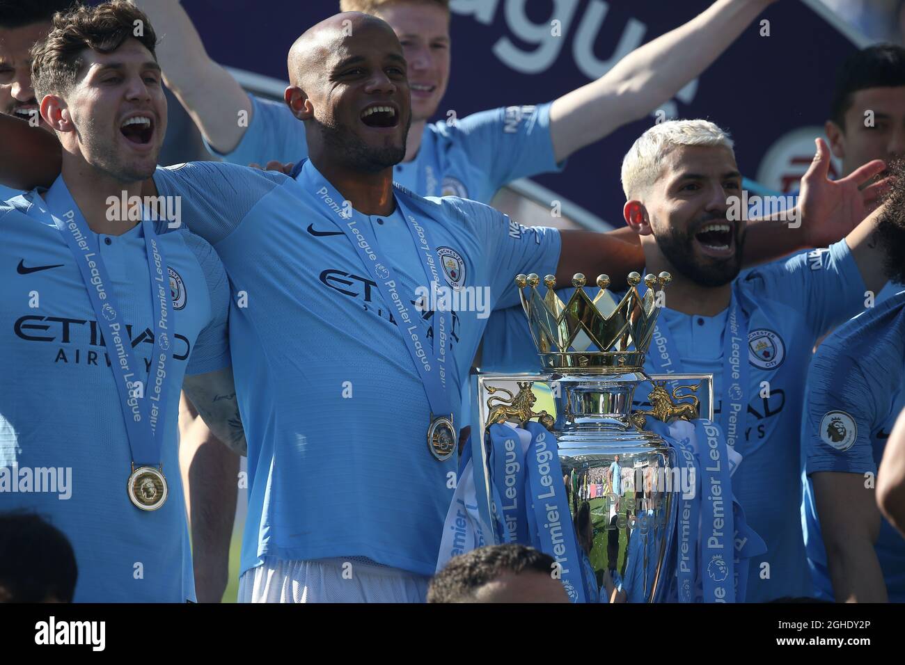 Vincent Kompany of Manchester City with the Premier League trophy ...