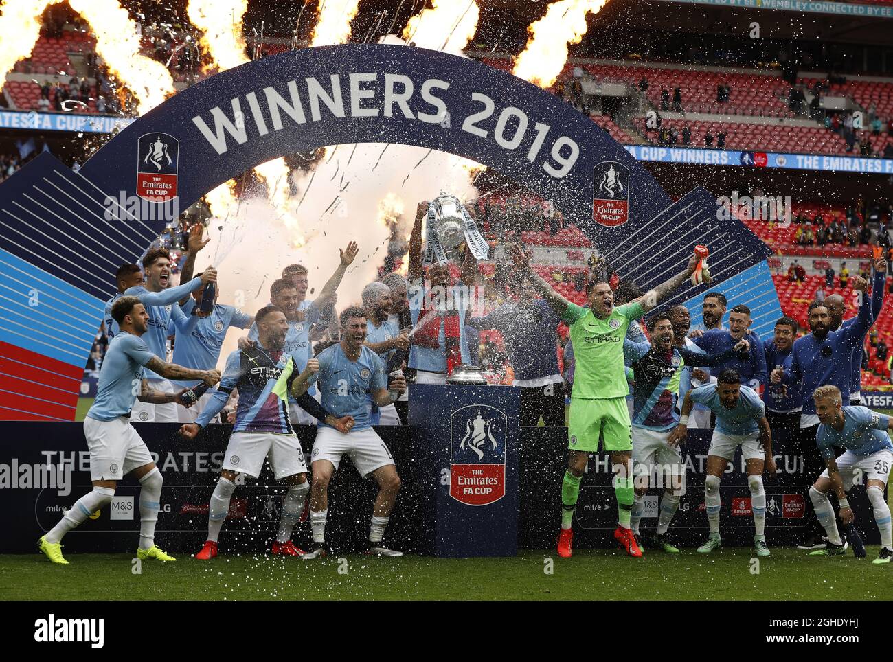 Manchester City celebrate winning the FA Cup during the FA Cup Final ...