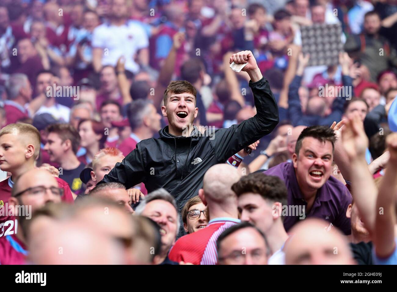 Aston Villa fans celebrates their team scoring the first goal of the ...