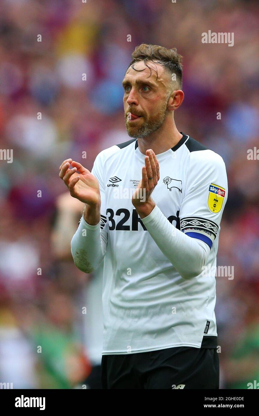 Richard Keogh of Derby County acknowledges the fans after the Sky Bet ...