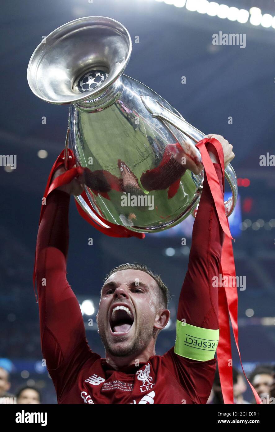 Jordan Henderson of Liverpool with the cup during the UEFA Champions ...