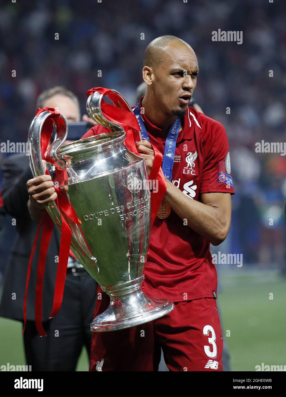 Liverpool's Fabinho with the trophy during the UEFA Champions League ...