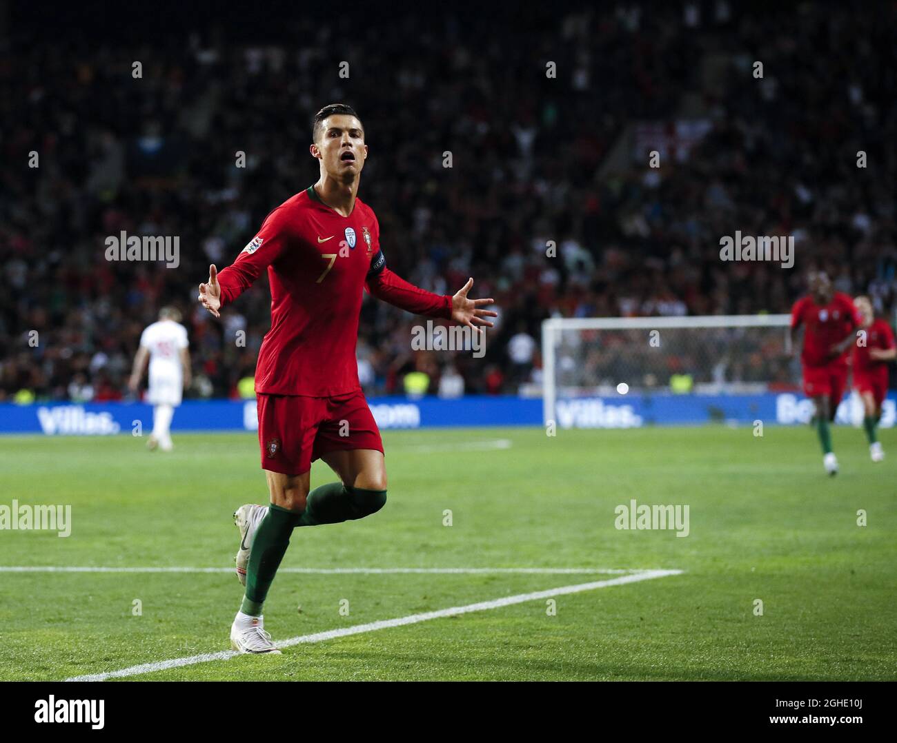 Portugal's Cristiano Ronaldo celebrates scoring his sides third goal ...