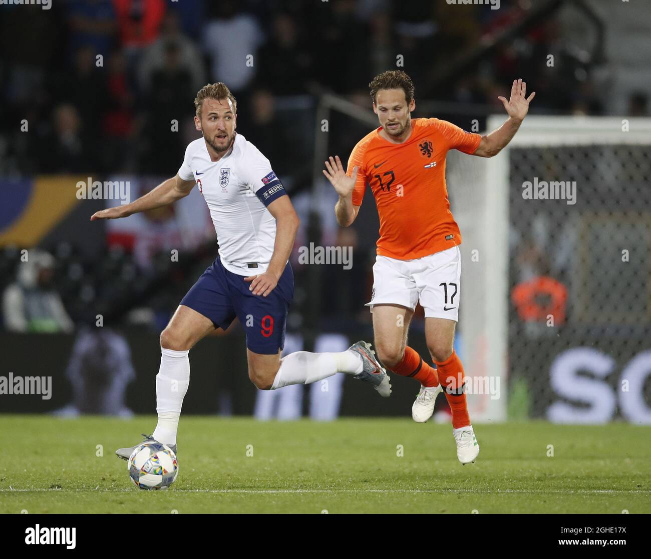 Harry Kane of England and Daley Blind of Netherlands during the UEFA ...