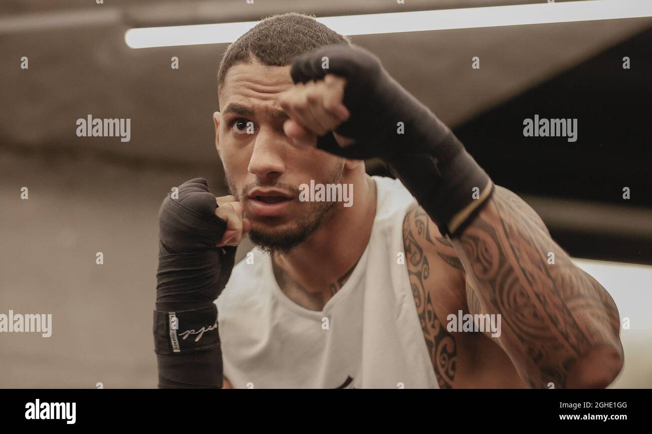 Tony YOKA during the private training session before the boxing meeting ...