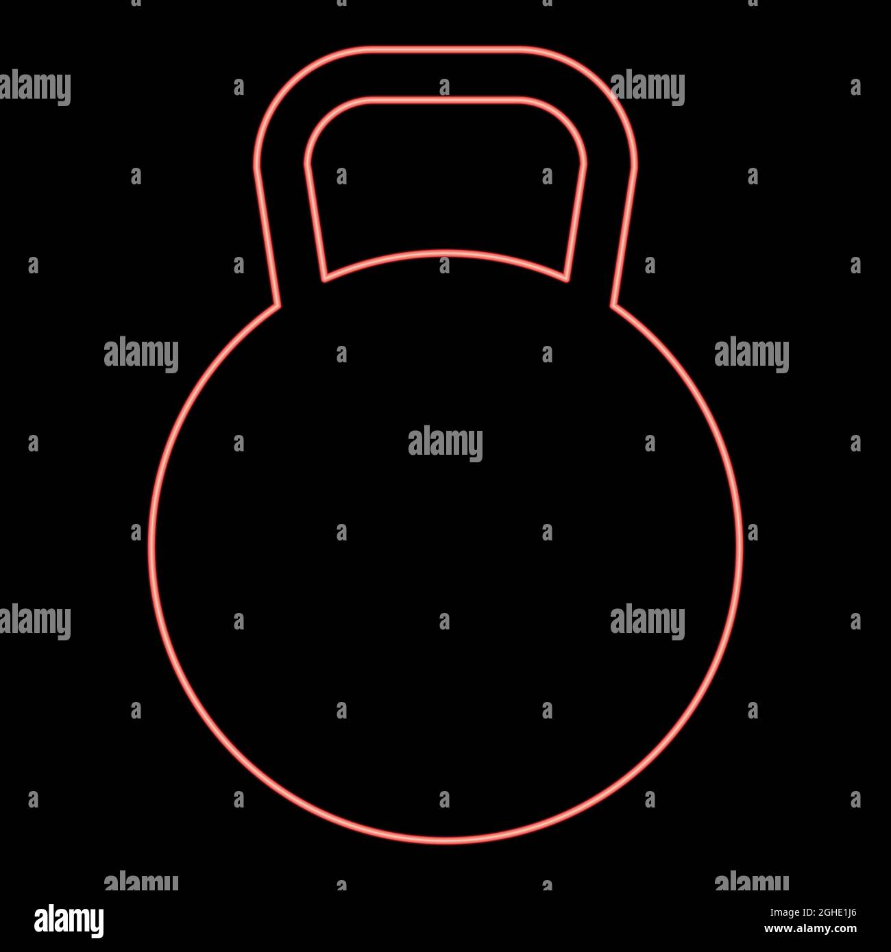 Neon kettlebell red color vector illustration flat style light image ...