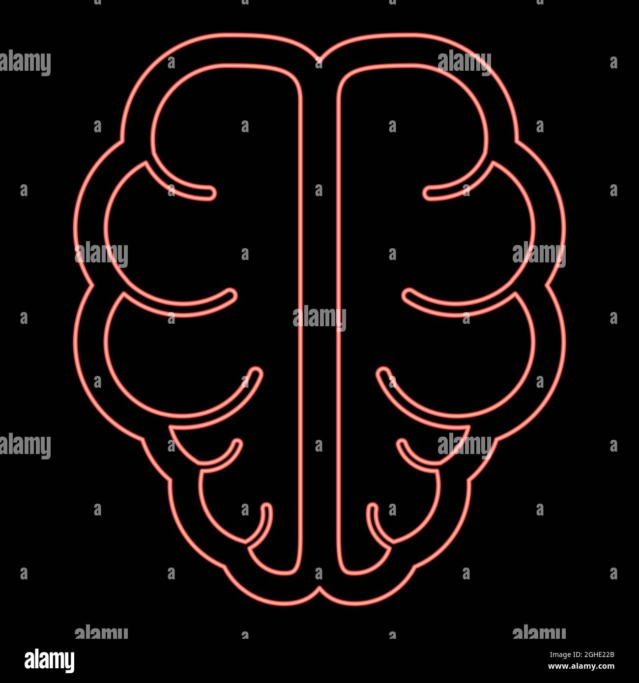 Neon brain red color vector illustration flat style light image Stock ...