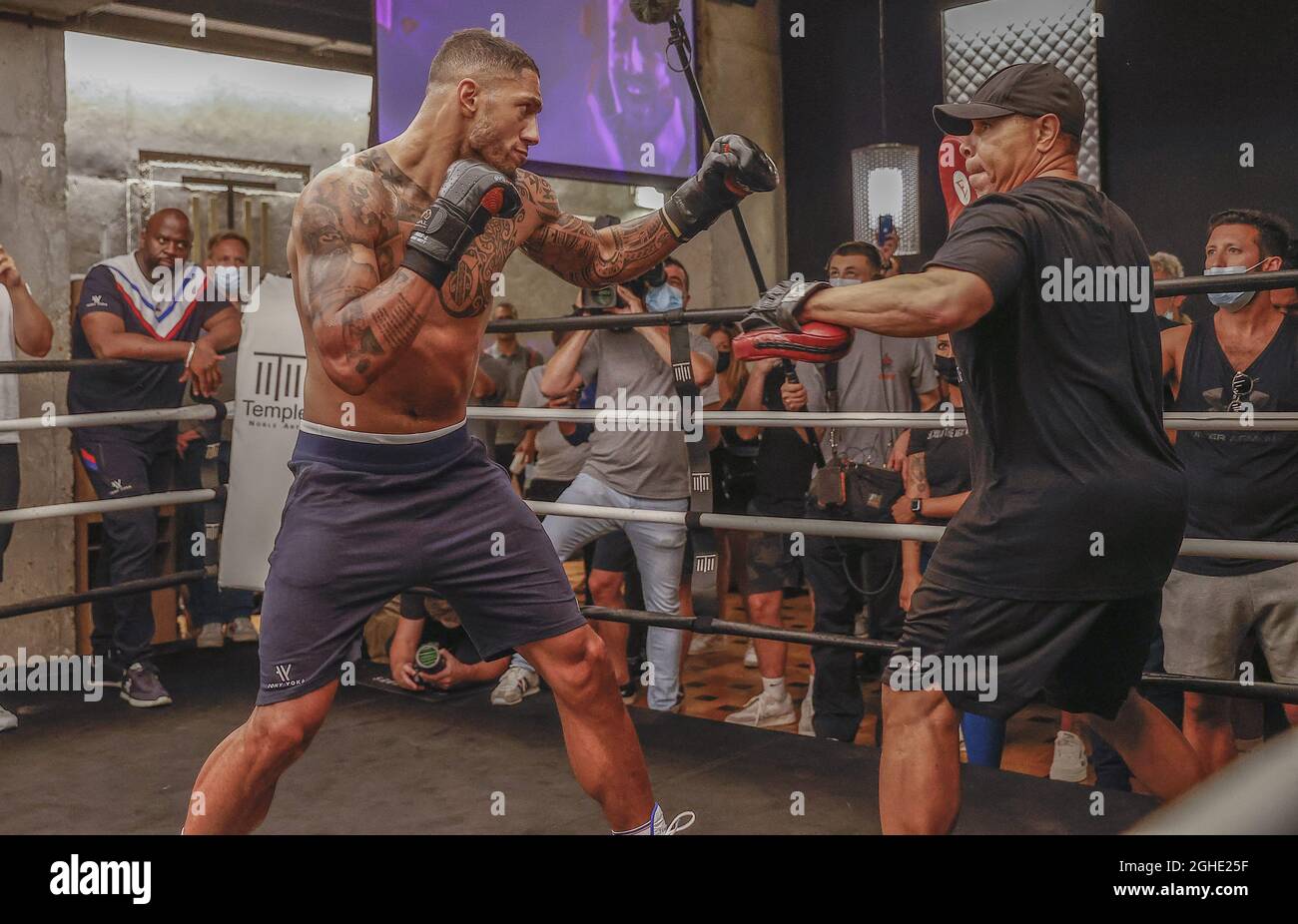 Tony YOKA during the private training session before the boxing meeting ...
