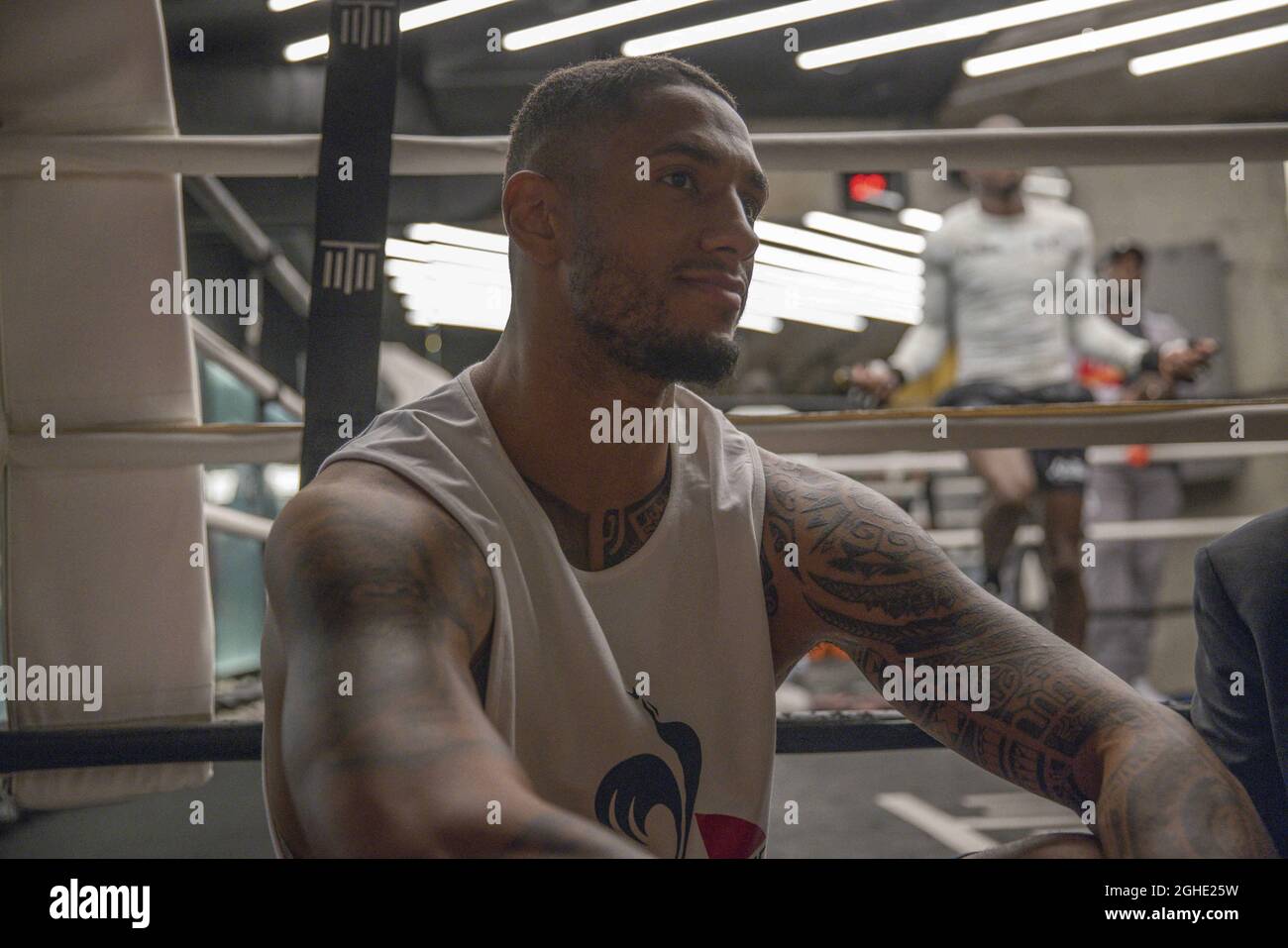 Tony YOKA during the private training session before the boxing meeting ...