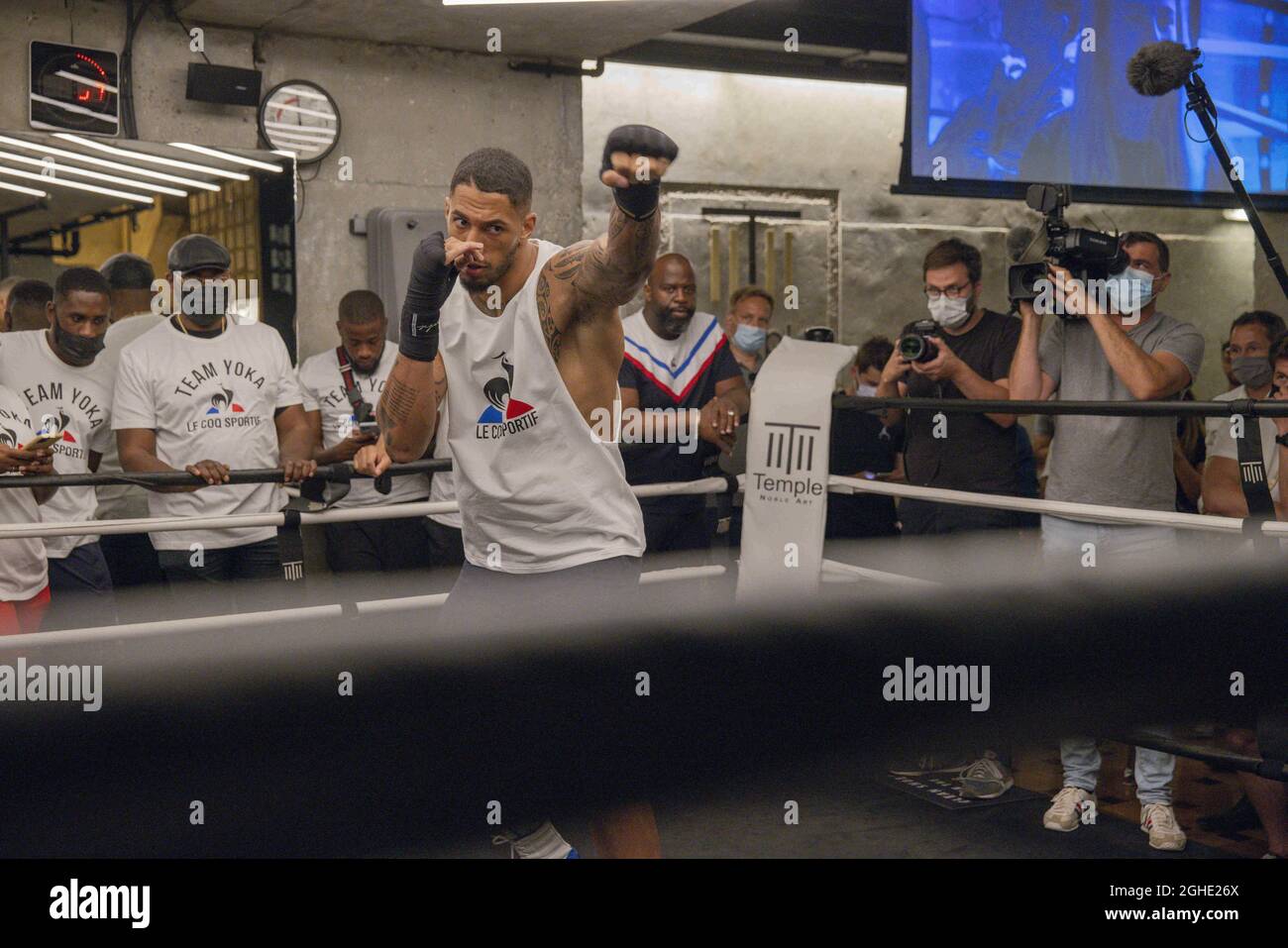 Tony YOKA during the private training session before the boxing meeting ...