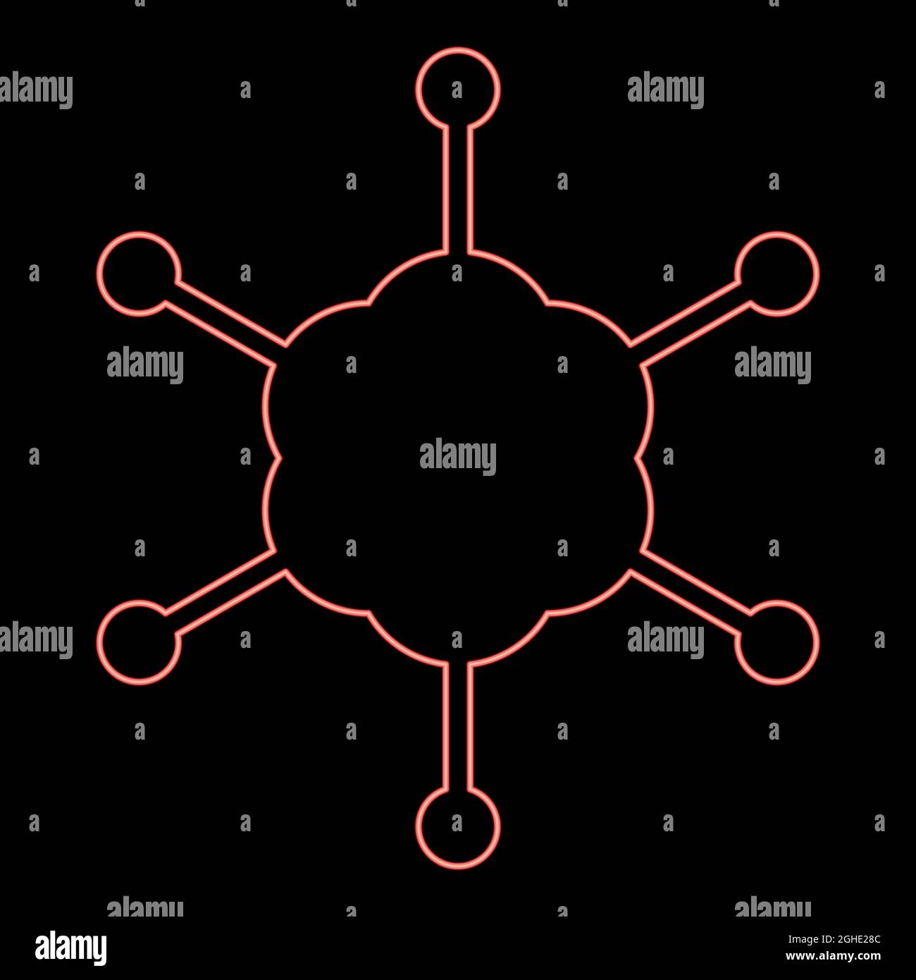 Neon business network red color vector illustration flat style light ...