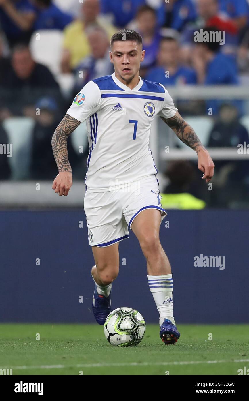 Muhamed Besic of Bosnia during the UEFA European Championship Qualifier ...
