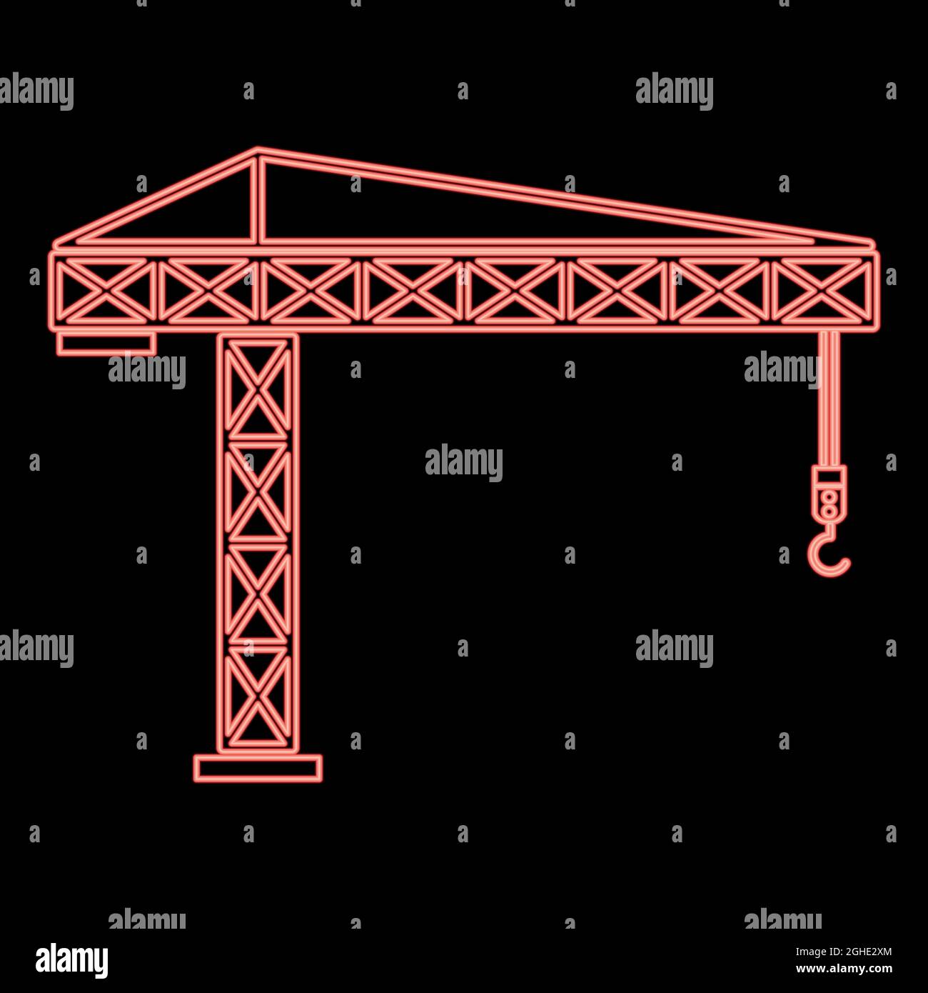 Neon building crane red color vector illustration flat style light ...
