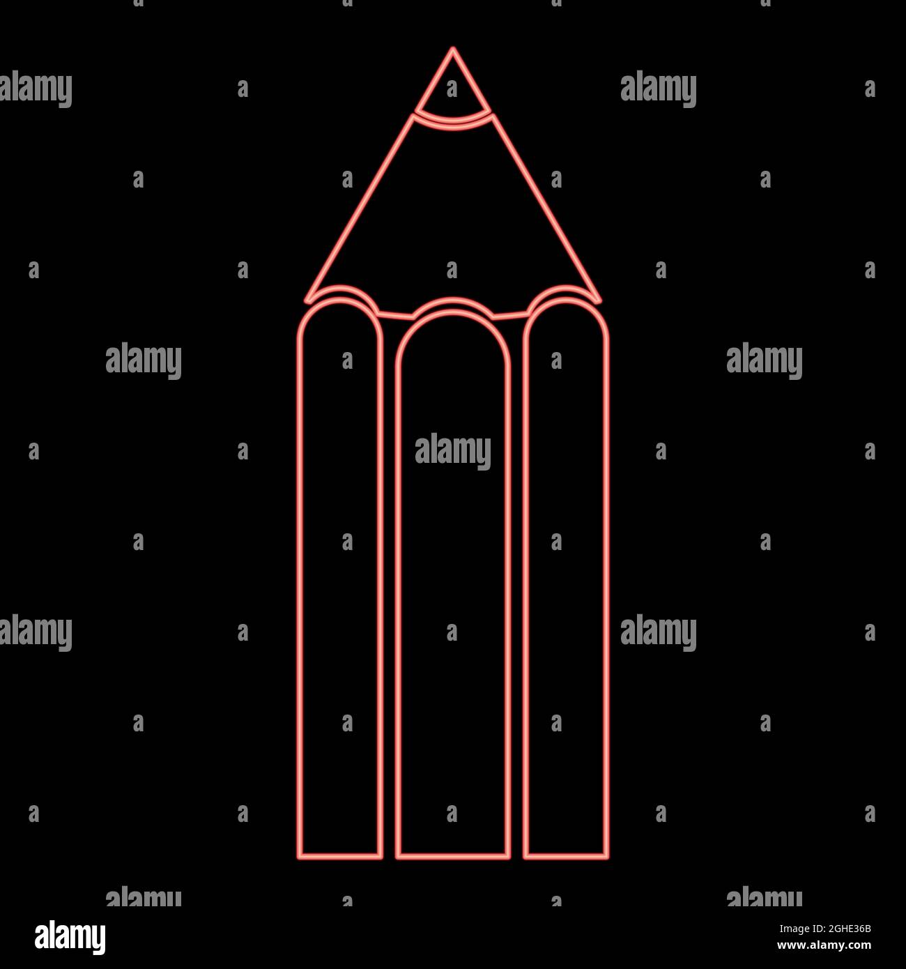 Neon pencil red color vector illustration flat style light image Stock ...