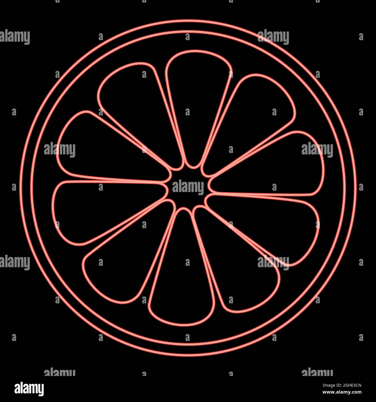 Neon lemon slice red color vector illustration flat style light image ...