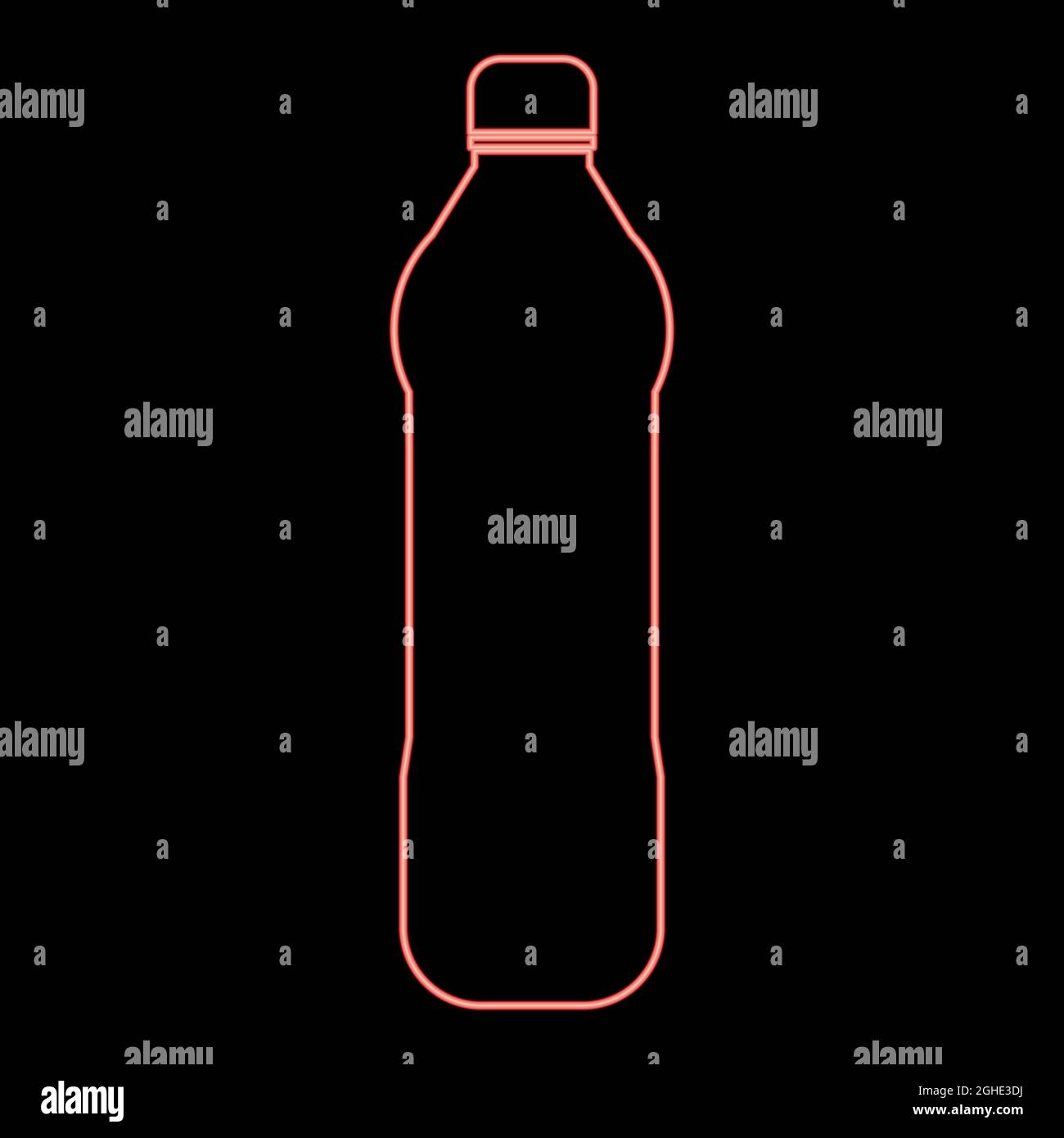Neon water plastic bottle red color vector illustration flat style ...