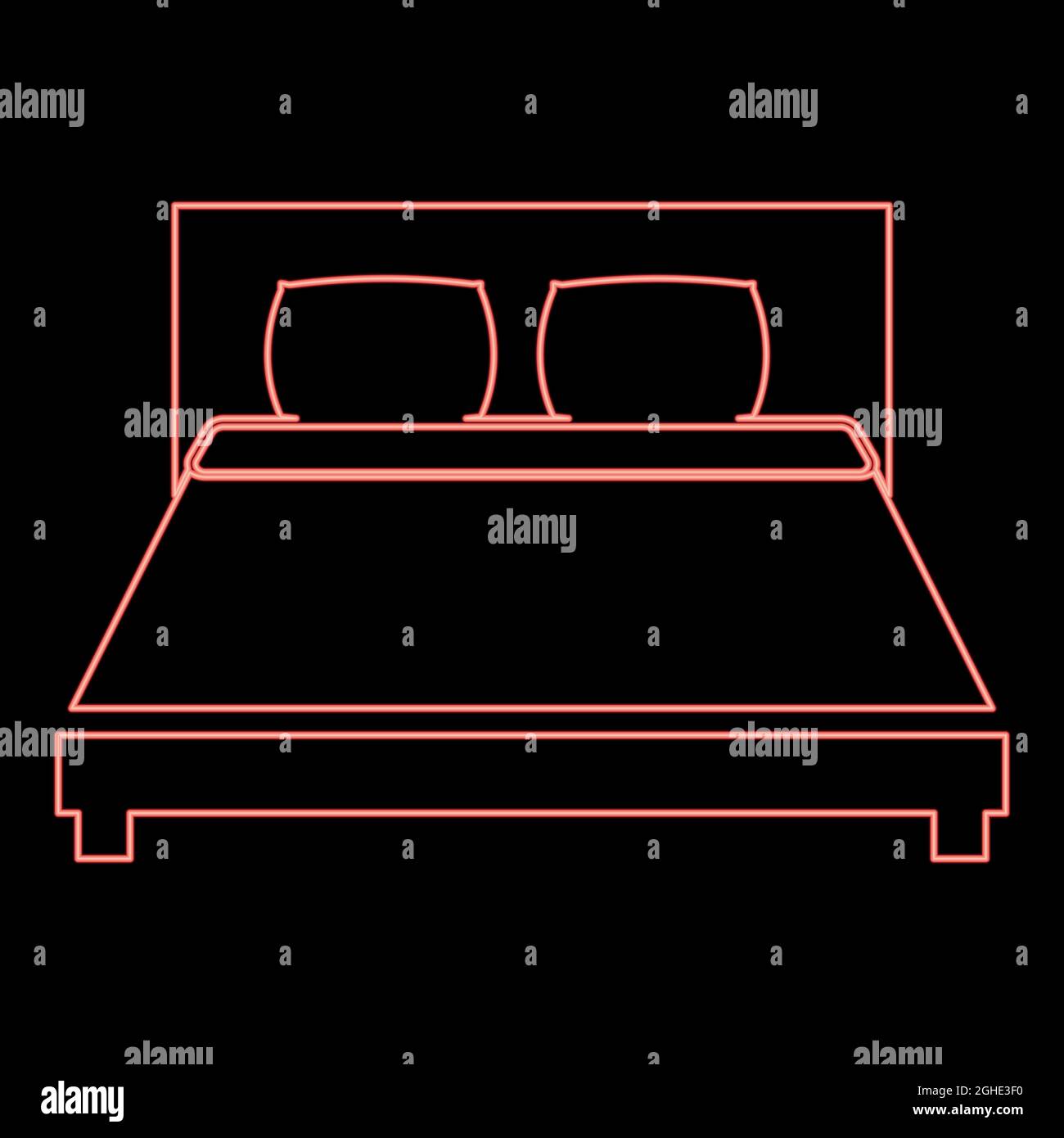Neon bed red color vector illustration flat style light image Stock ...