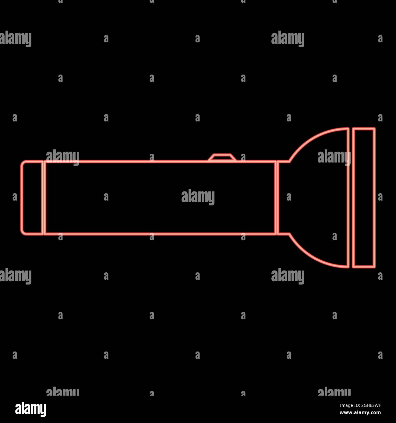 Neon flashlight red color vector illustration flat style light image ...