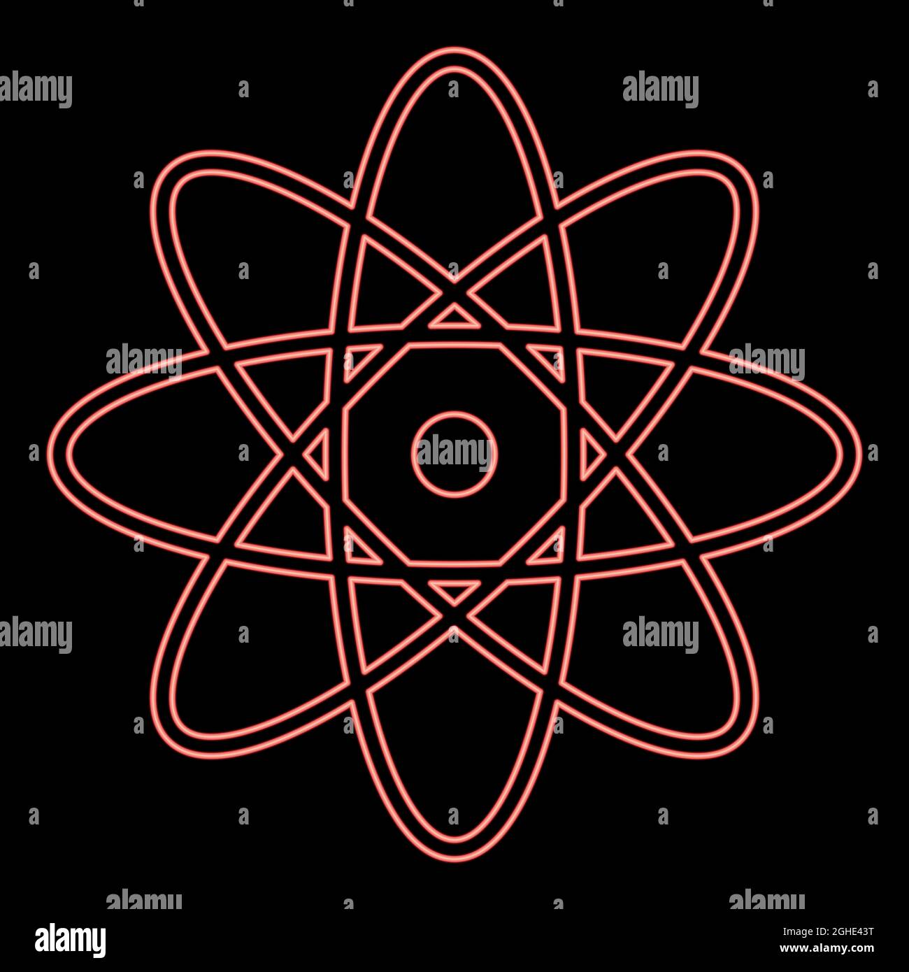 Neon atom red color vector illustration flat style light image Stock ...