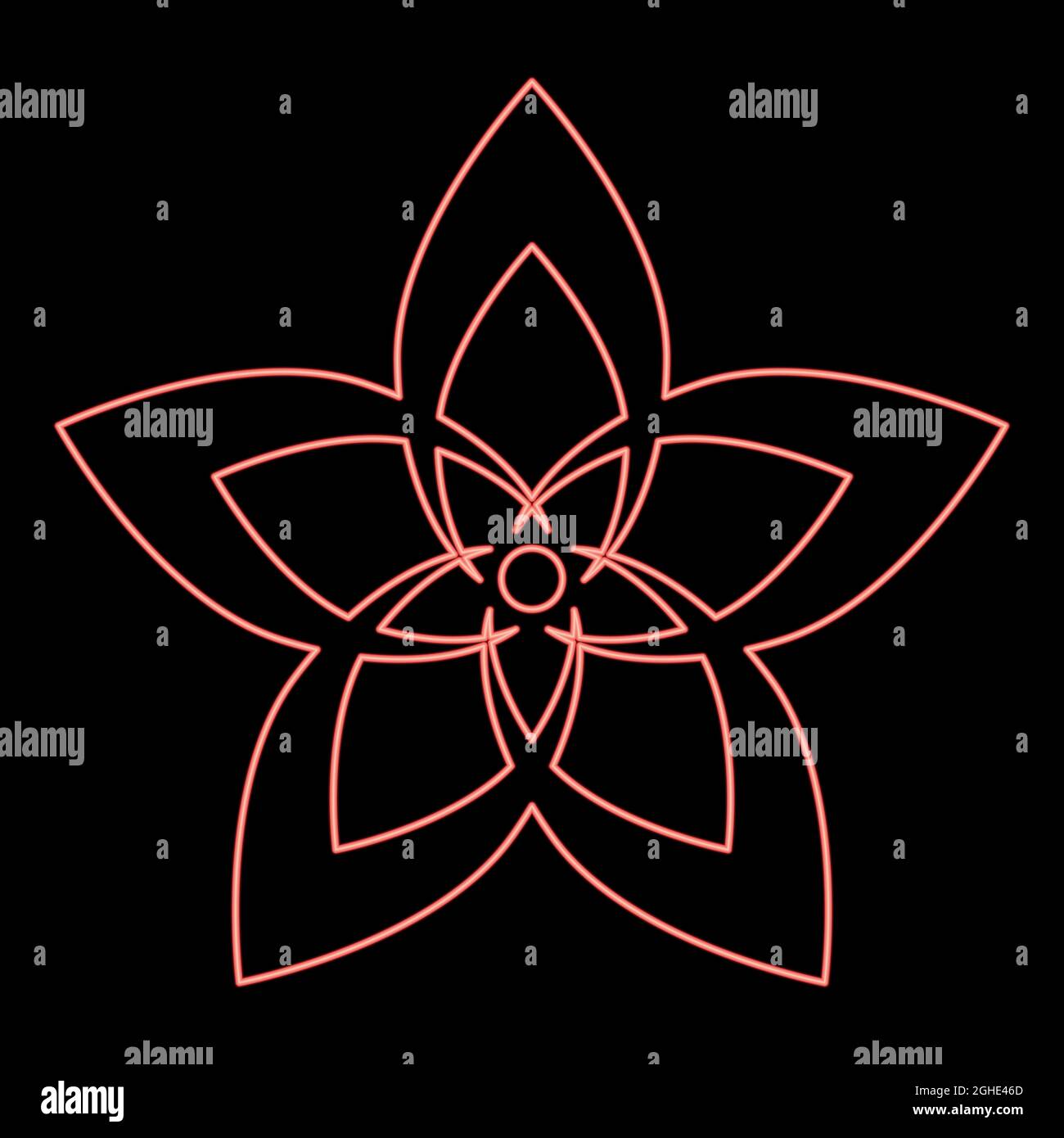 Neon flower red color vector illustration flat style light image Stock ...