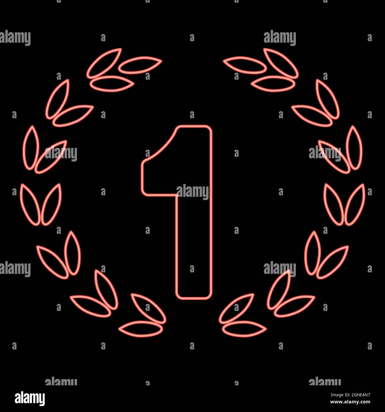 Neon first place red color vector illustration flat style light image ...