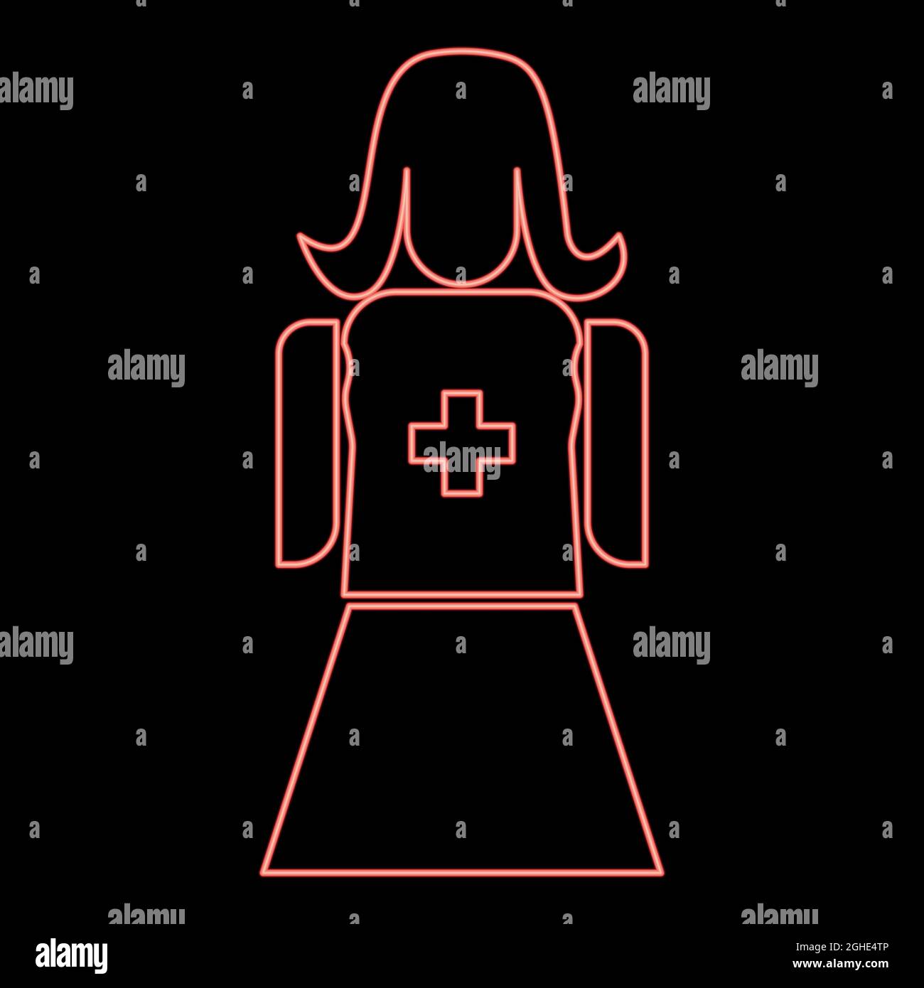 Neon nurse red color vector illustration flat style light image Stock ...