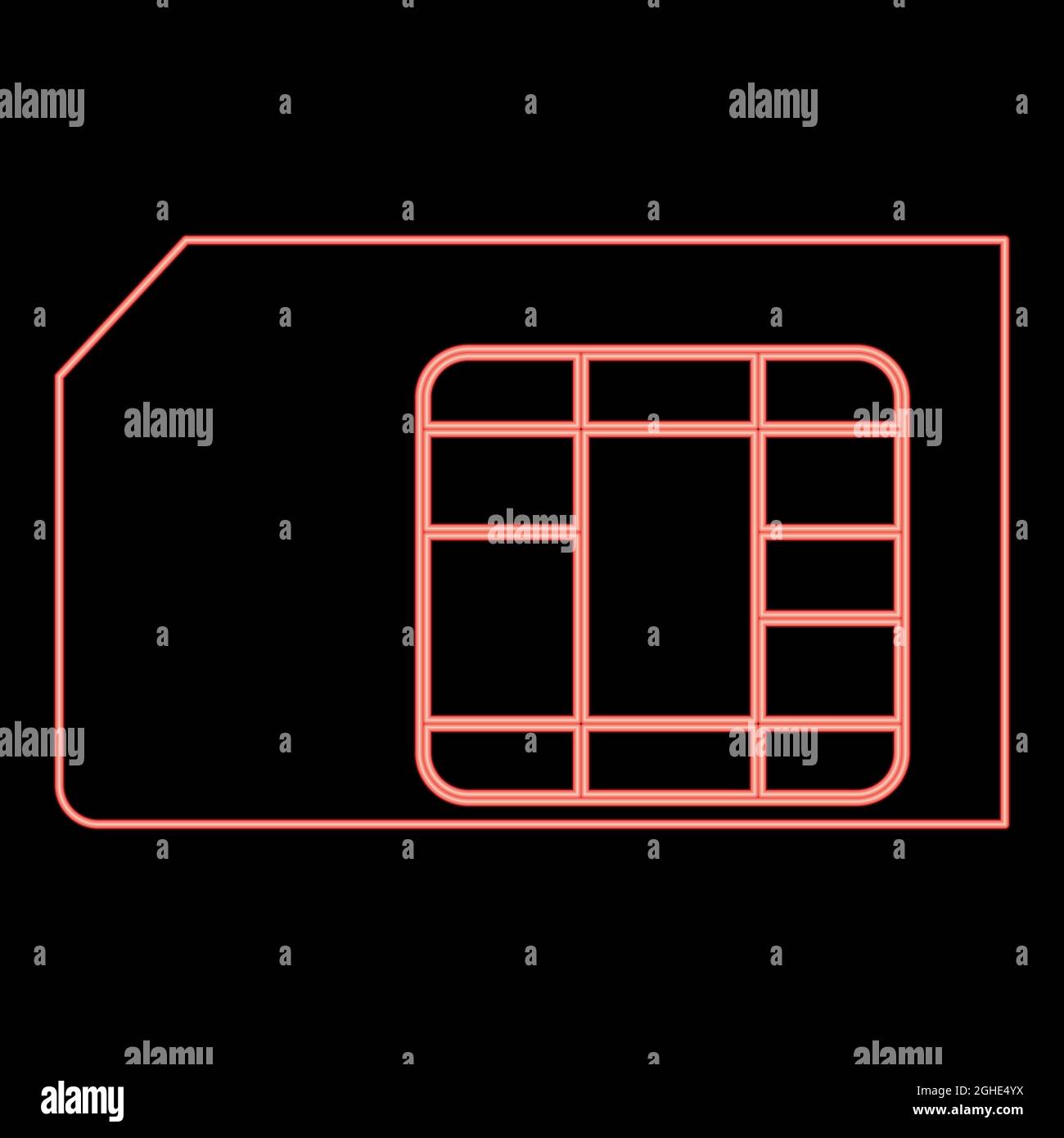 Neon sim card red color vector illustration flat style light image ...