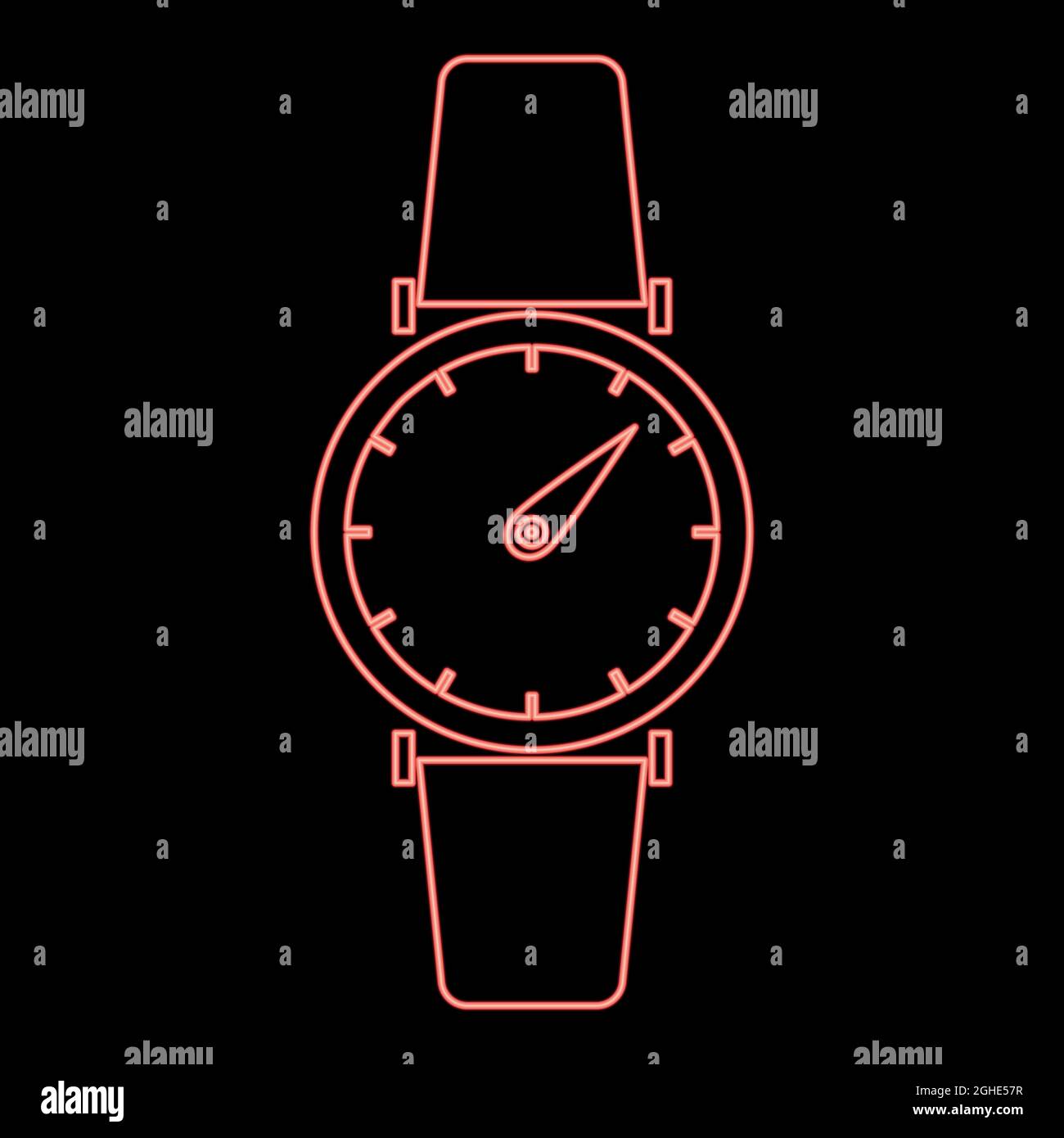 Neon hand watch red color vector illustration flat style light image ...