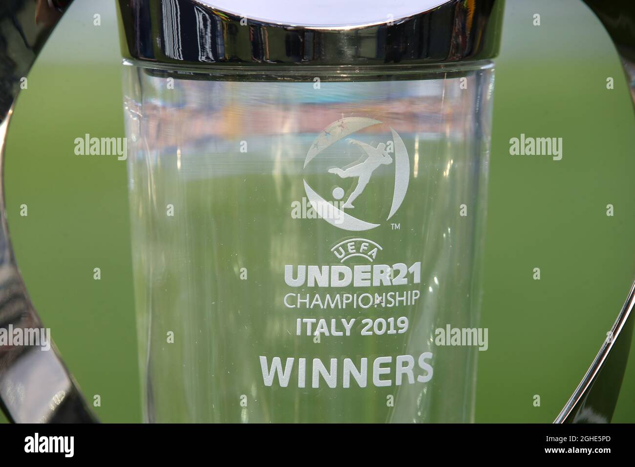 Details of the winners' trophy during the UEFA Under-21 Championship ...