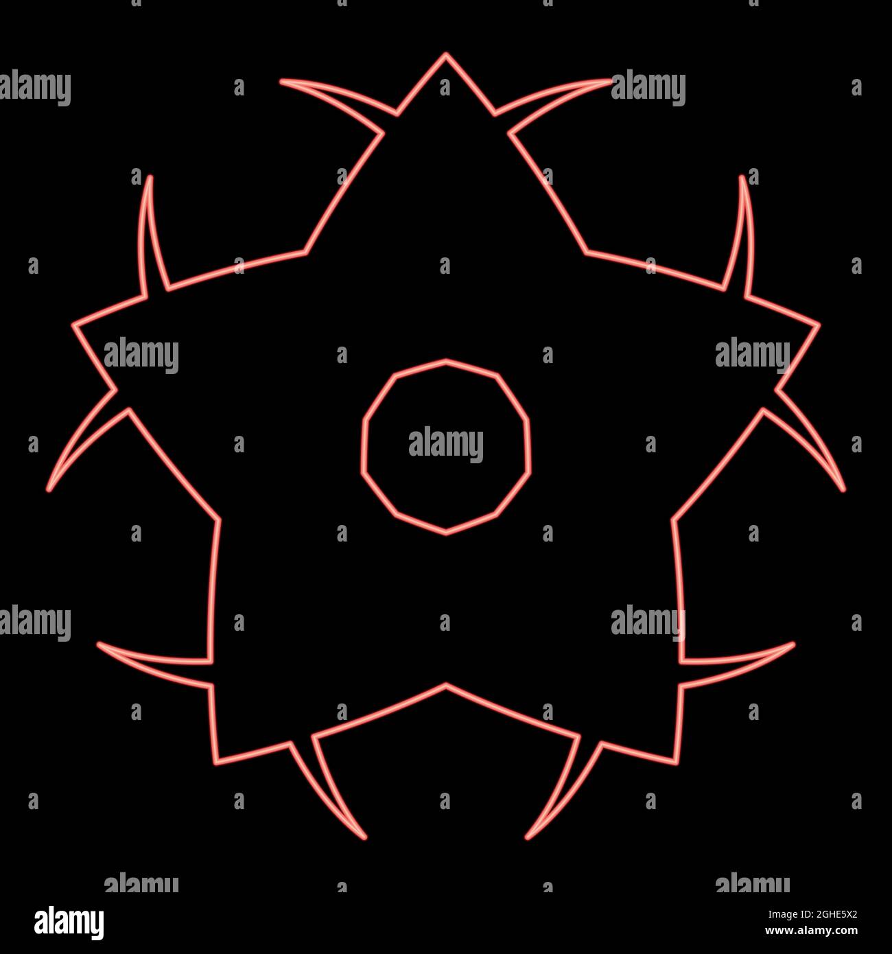 Neon abstract flower red color vector illustration flat style light ...