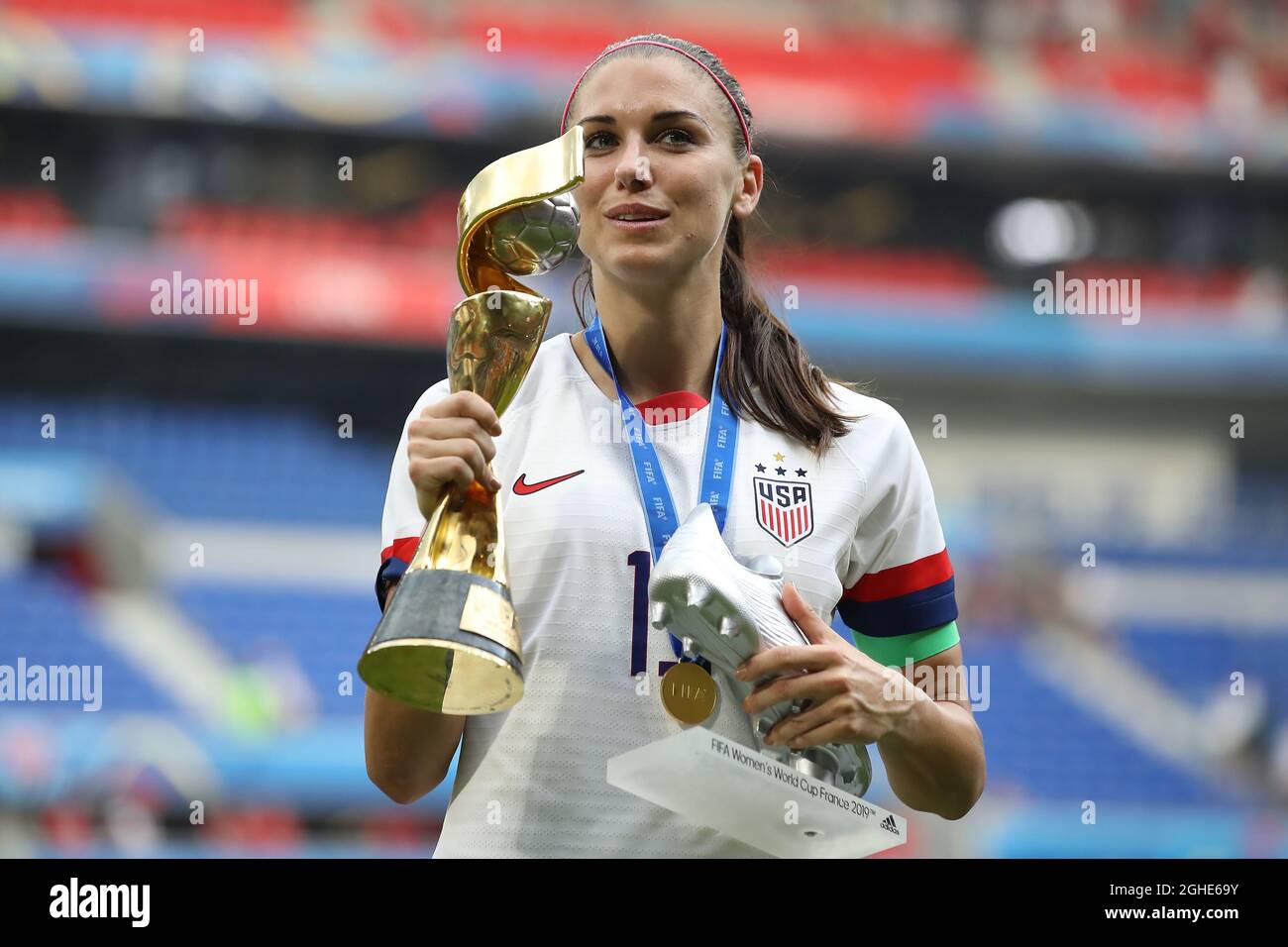 Alex Morgan of USA pictured with the trophy after the FIFA Women's ...