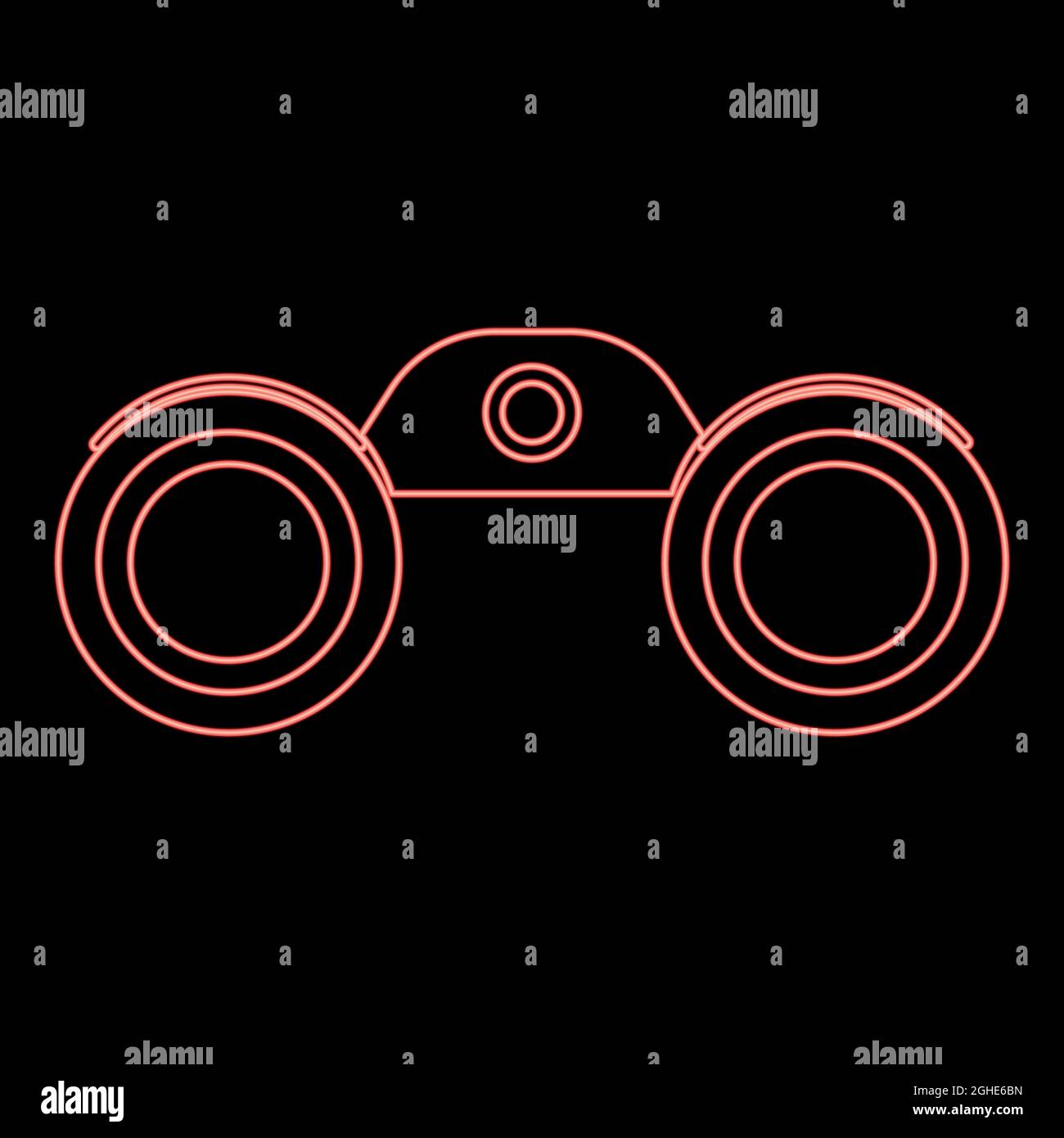 Neon binoculars red color vector illustration flat style light image ...