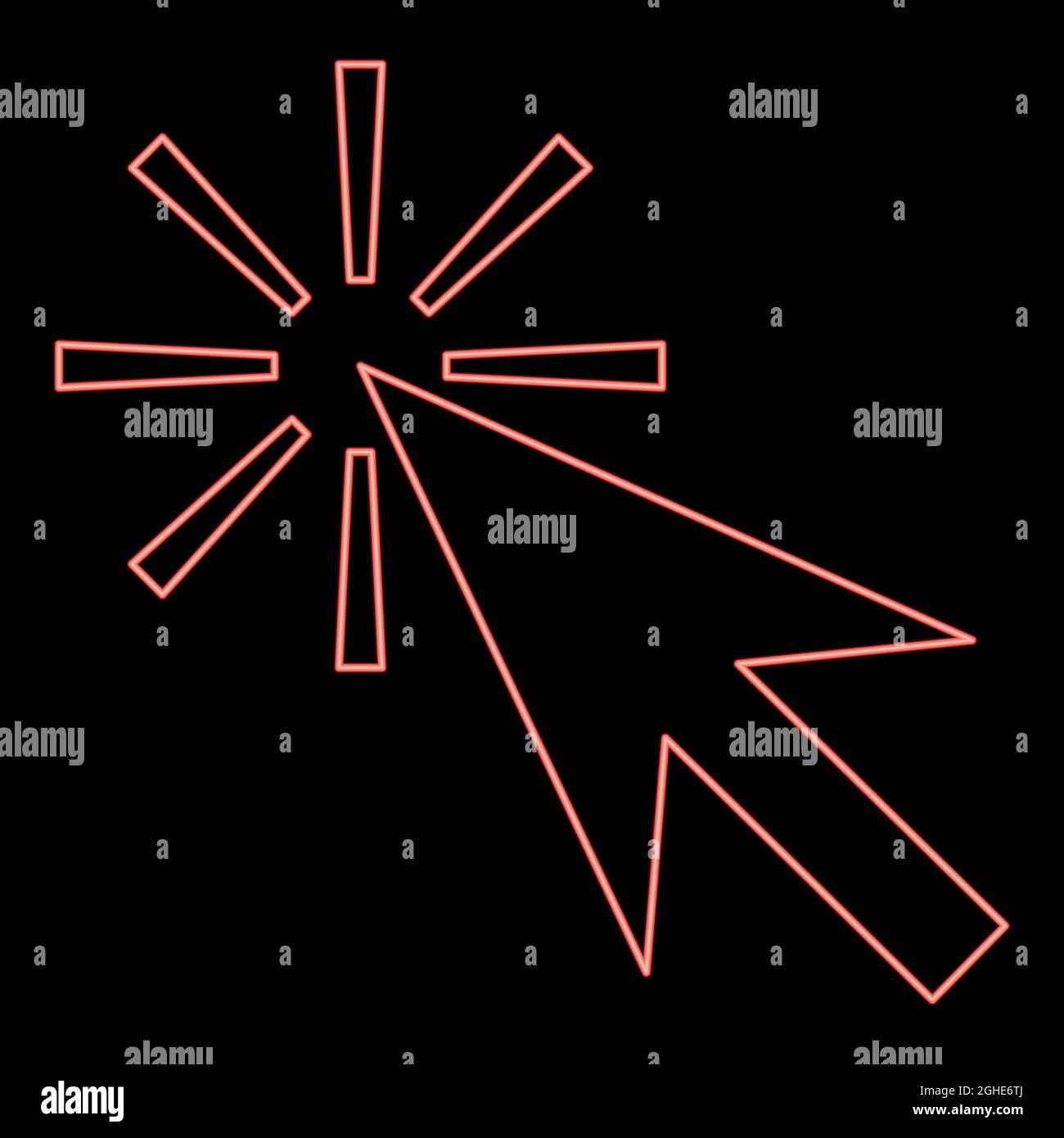 Neon mouse click red color vector illustration flat style light image ...