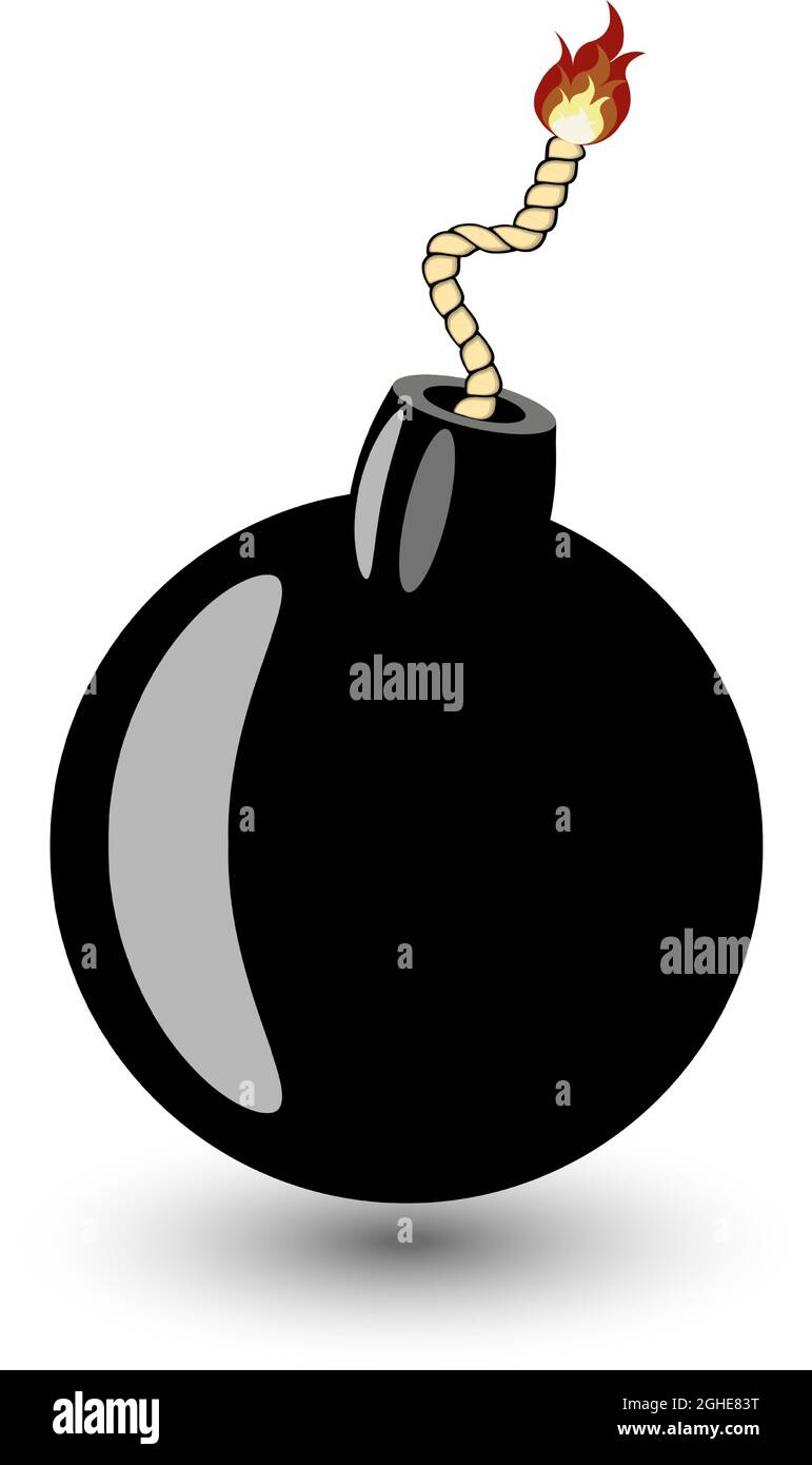 Cartoon bomb with fire pop art style vector illustration. with fire ...