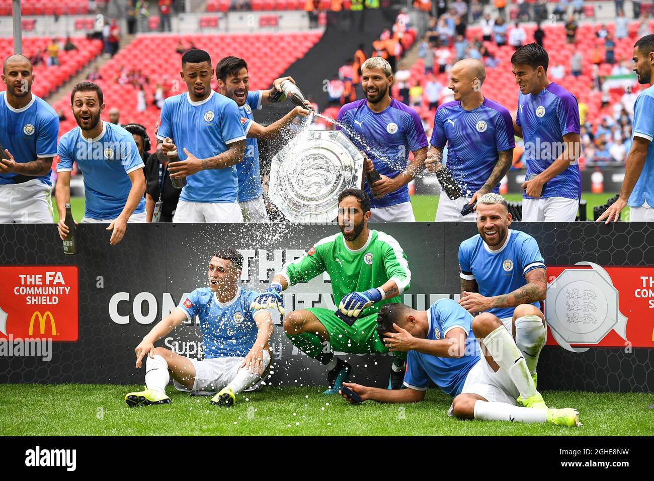 Manchester City players celebrate winning on penalties during the The ...